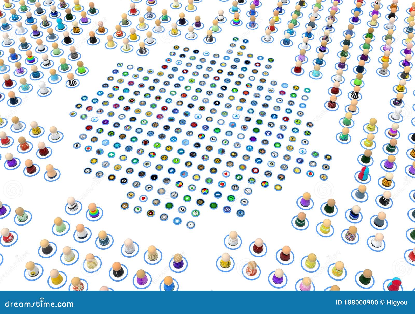 Cartoon Crowd System, Buttons Wireless Stock Illustration ...