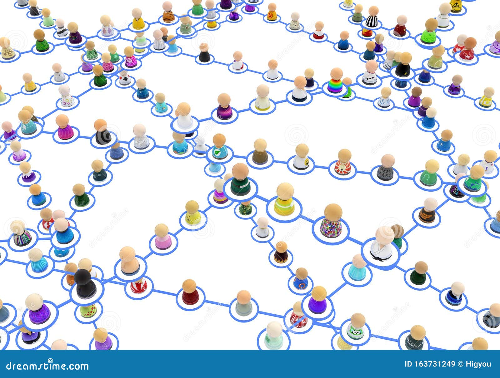 Cartoon Crowd System, Link Lines Intersect Stock Illustration ...