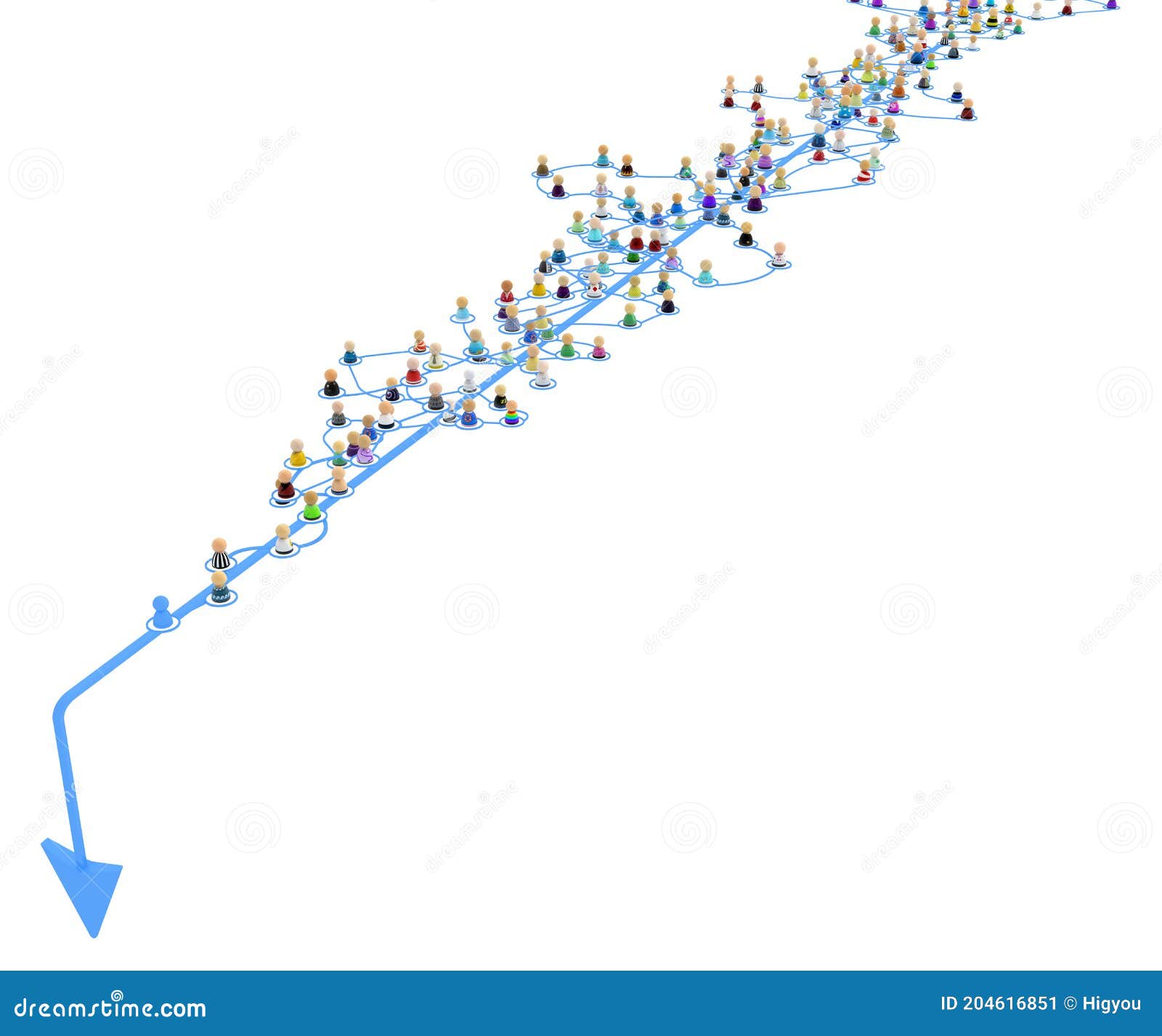 Cartoon Crowd System, Point Down Stock Illustration - Illustration of ...