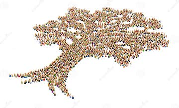 Cartoon Crowd, Tree Shape stock illustration. Illustration of ...
