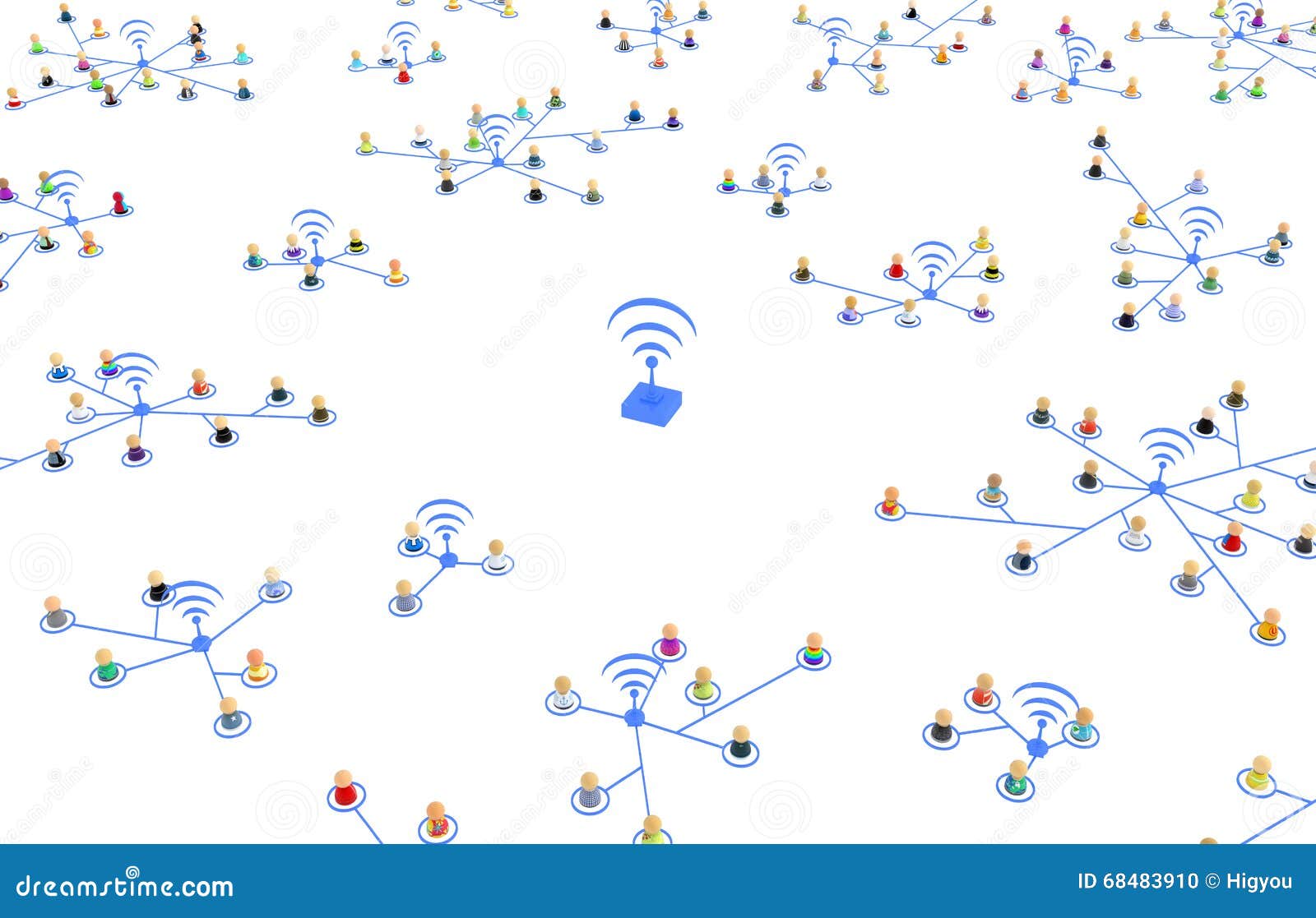 Cartoon Crowd, Wireless Link Groups Stock Illustration - Illustration ...
