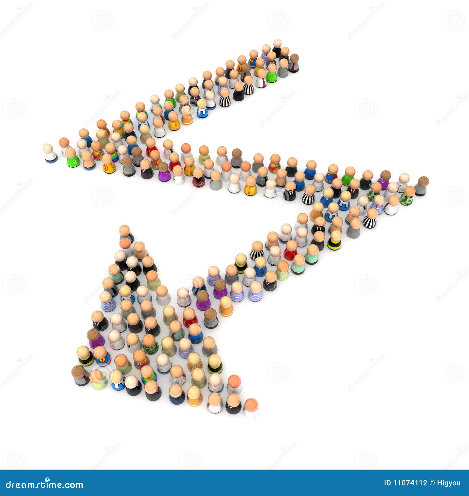 Cartoon Crowd, Zigzag Arrow Stock Illustration - Illustration of ...