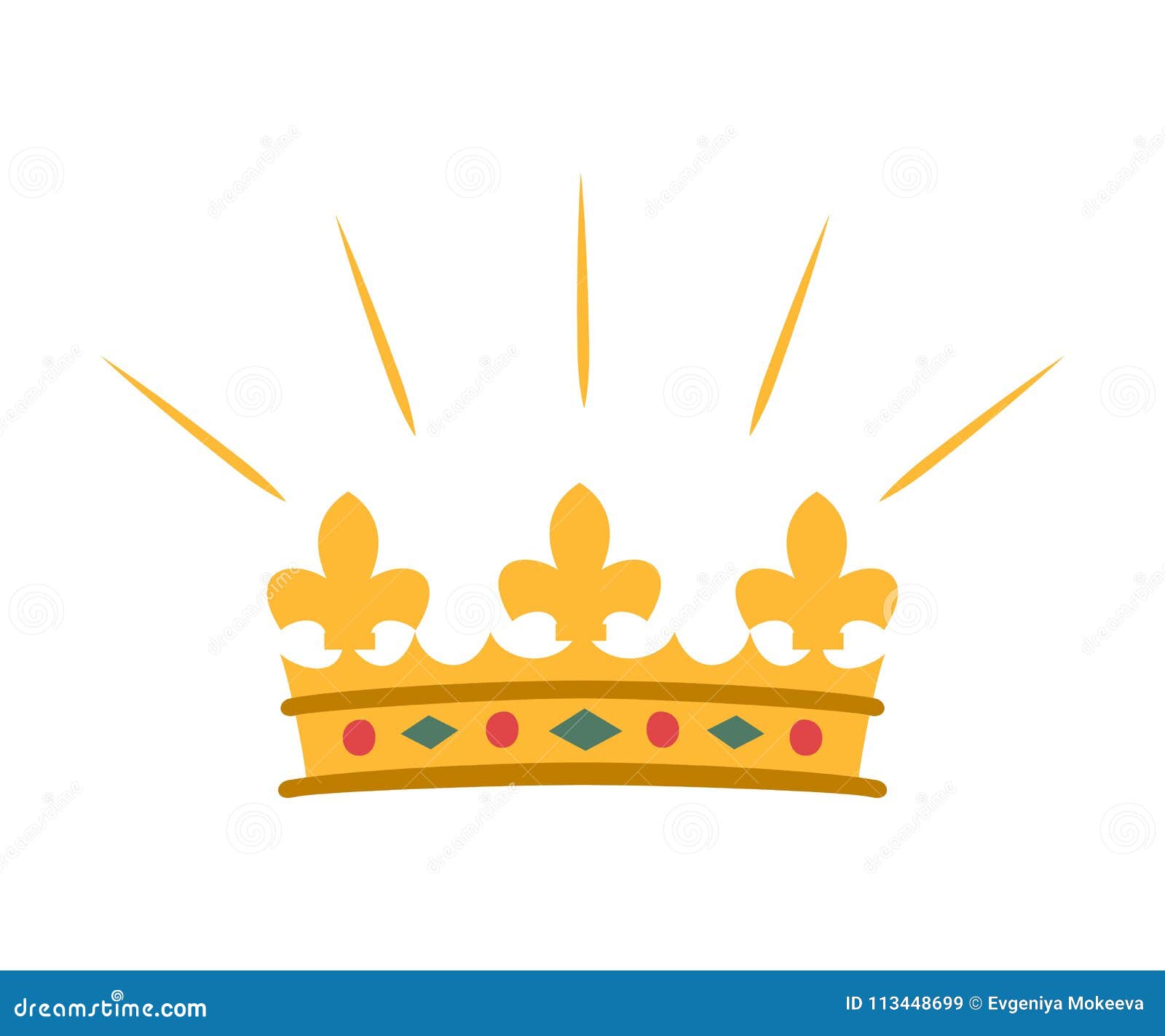 Cartoon Crown Icon on White Background. Stock Vector - Illustration of ...