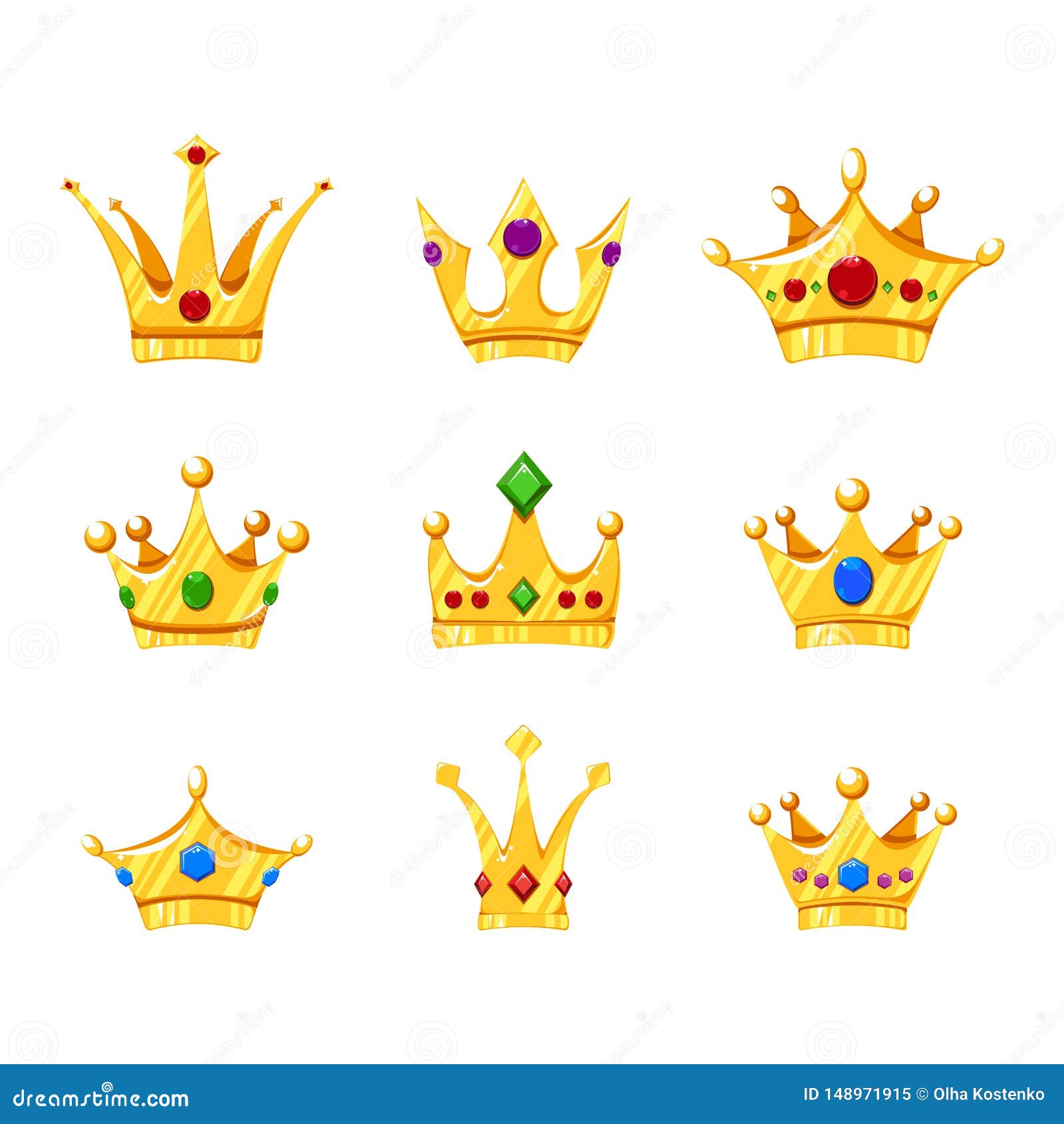 Cartoon Crowns Set for Different Design Stock Vector - Illustration of ...