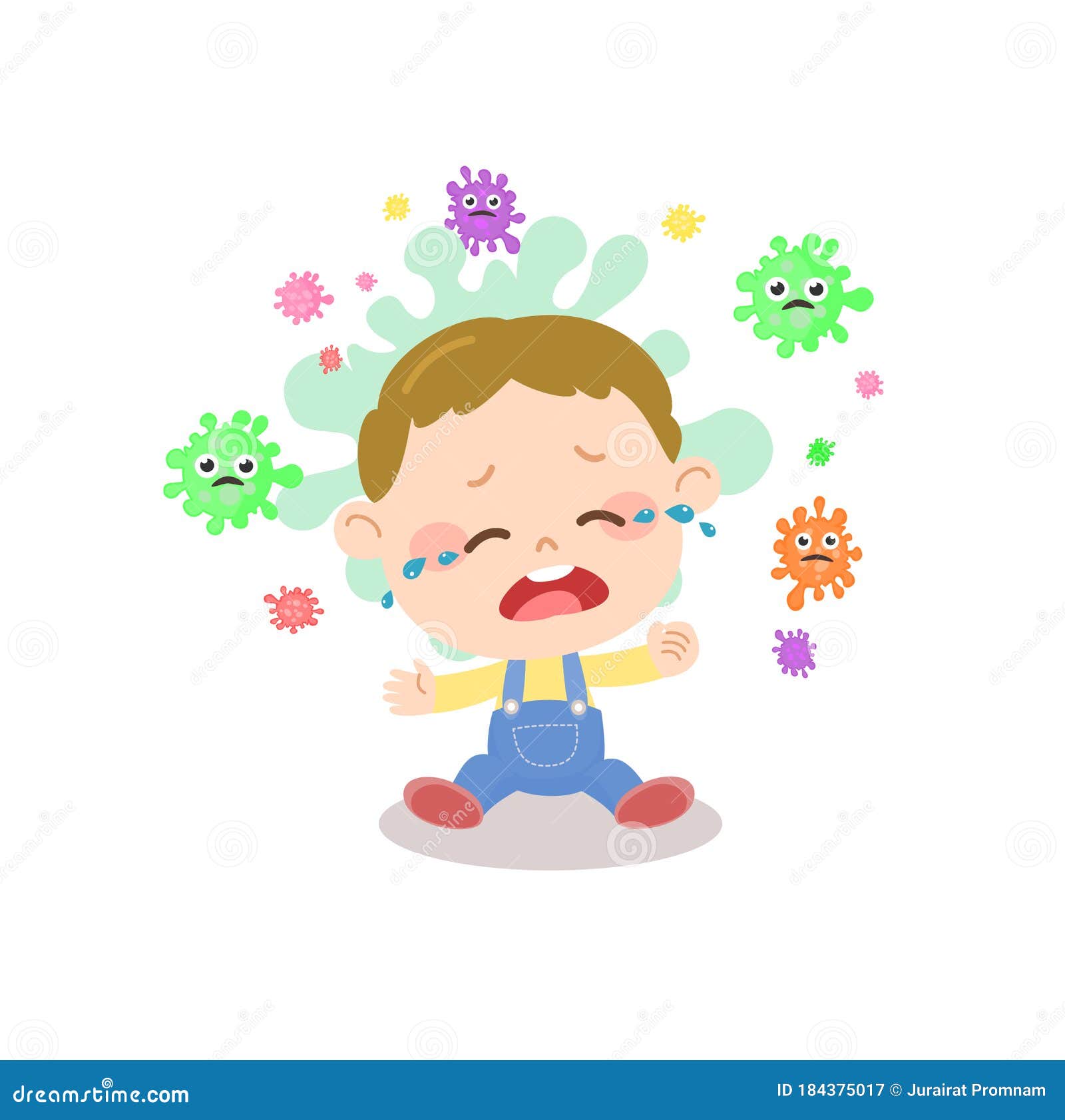 Kids Sick Vector stock vector. Illustration of disease - 184375017