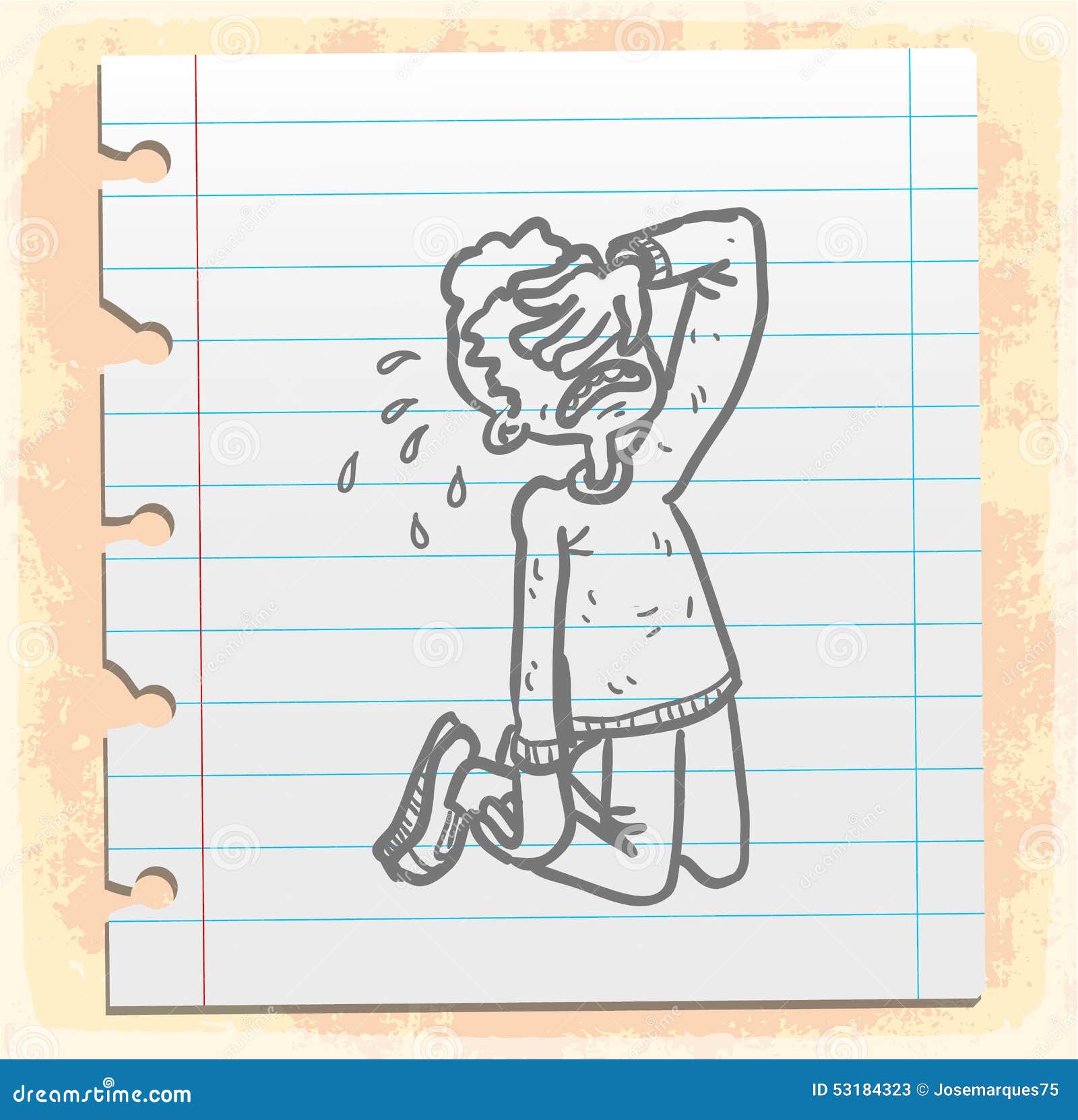 Cartoon Cry on Paper Note, Vector Illustration Stock Vector ...