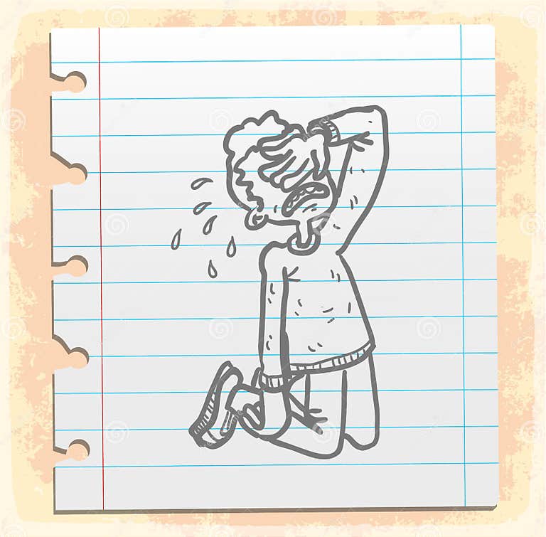 Cartoon Cry on Paper Note, Vector Illustration Stock Vector ...