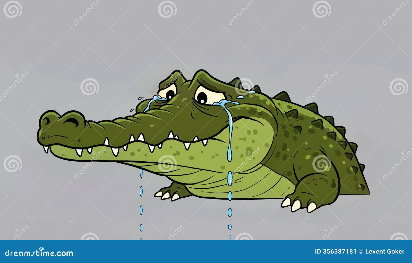 A Cartoon of a Crying Crocodile. Stock Illustration - Illustration of ...