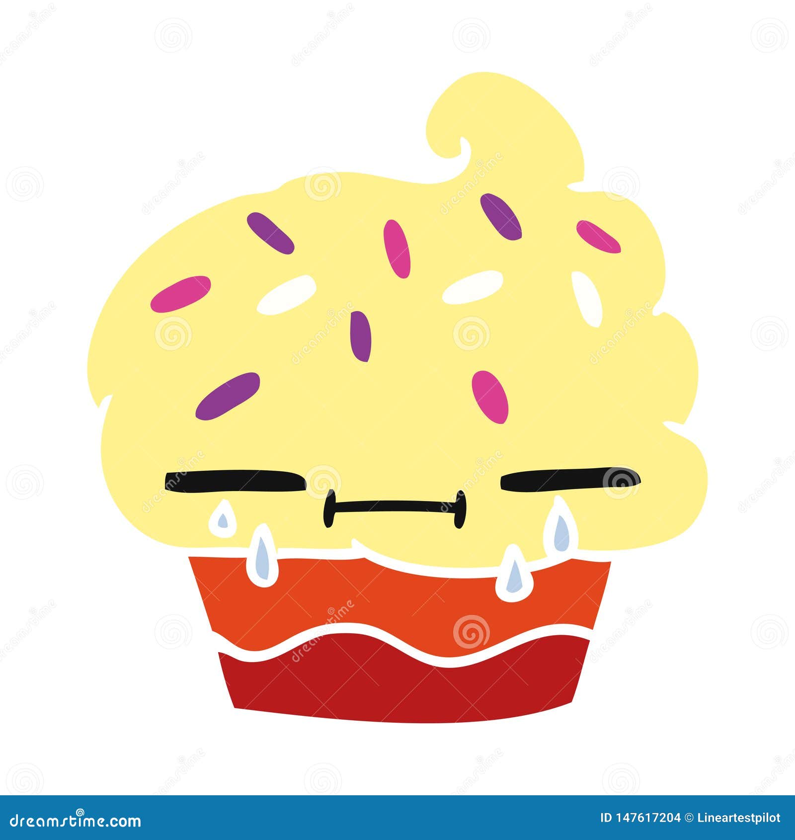 Cartoon of a Crying Cupcake Stock Vector - Illustration of drawn ...