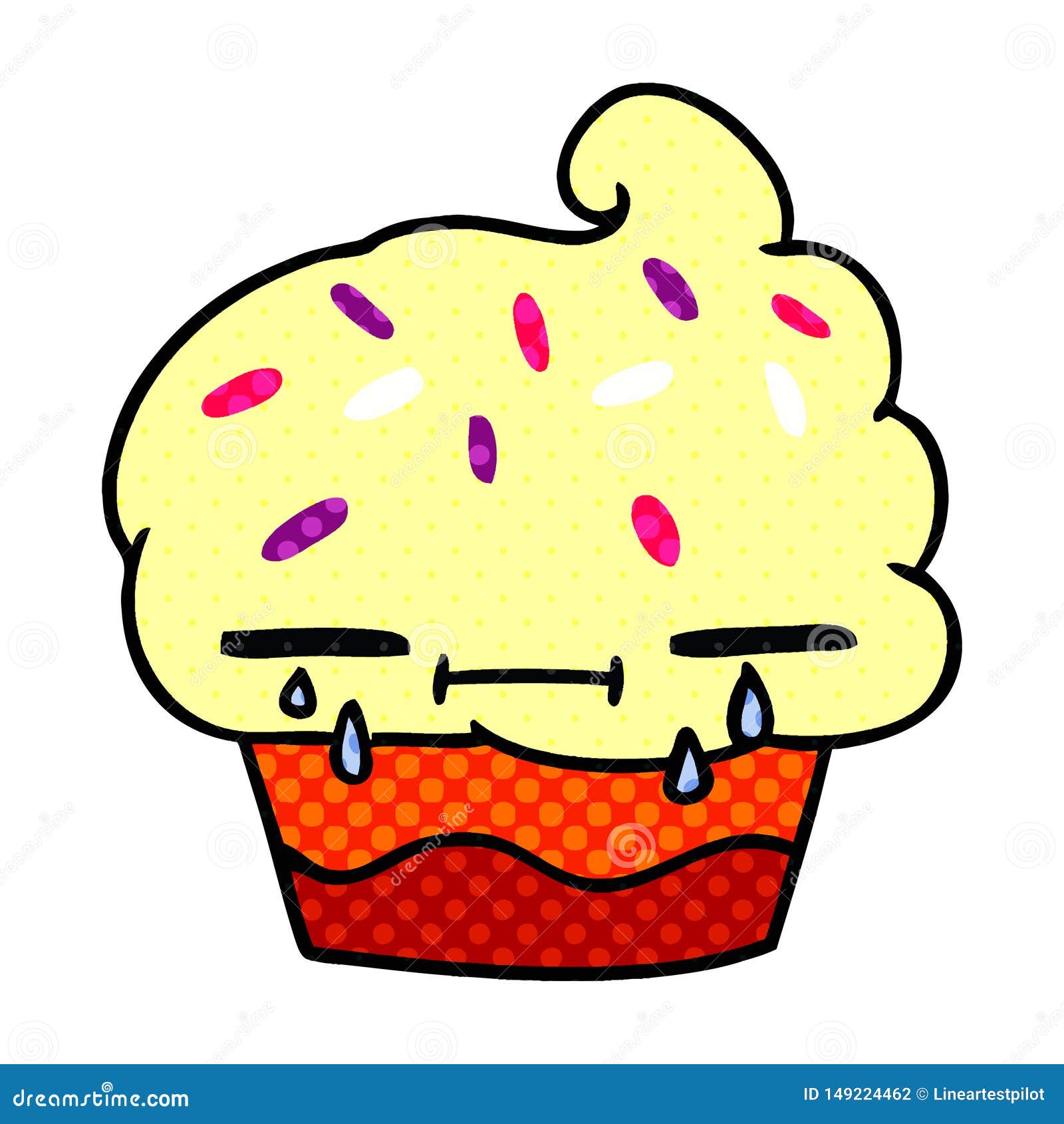 Cartoon of a Crying Cupcake Stock Vector - Illustration of quirky ...