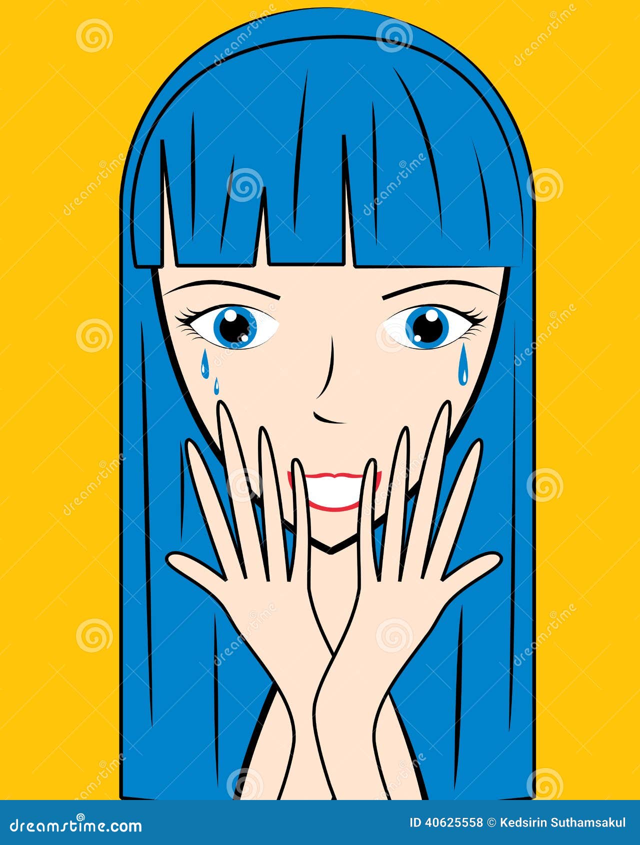 Cartoon crying face stock vector. Illustration of emoticon - 40625558