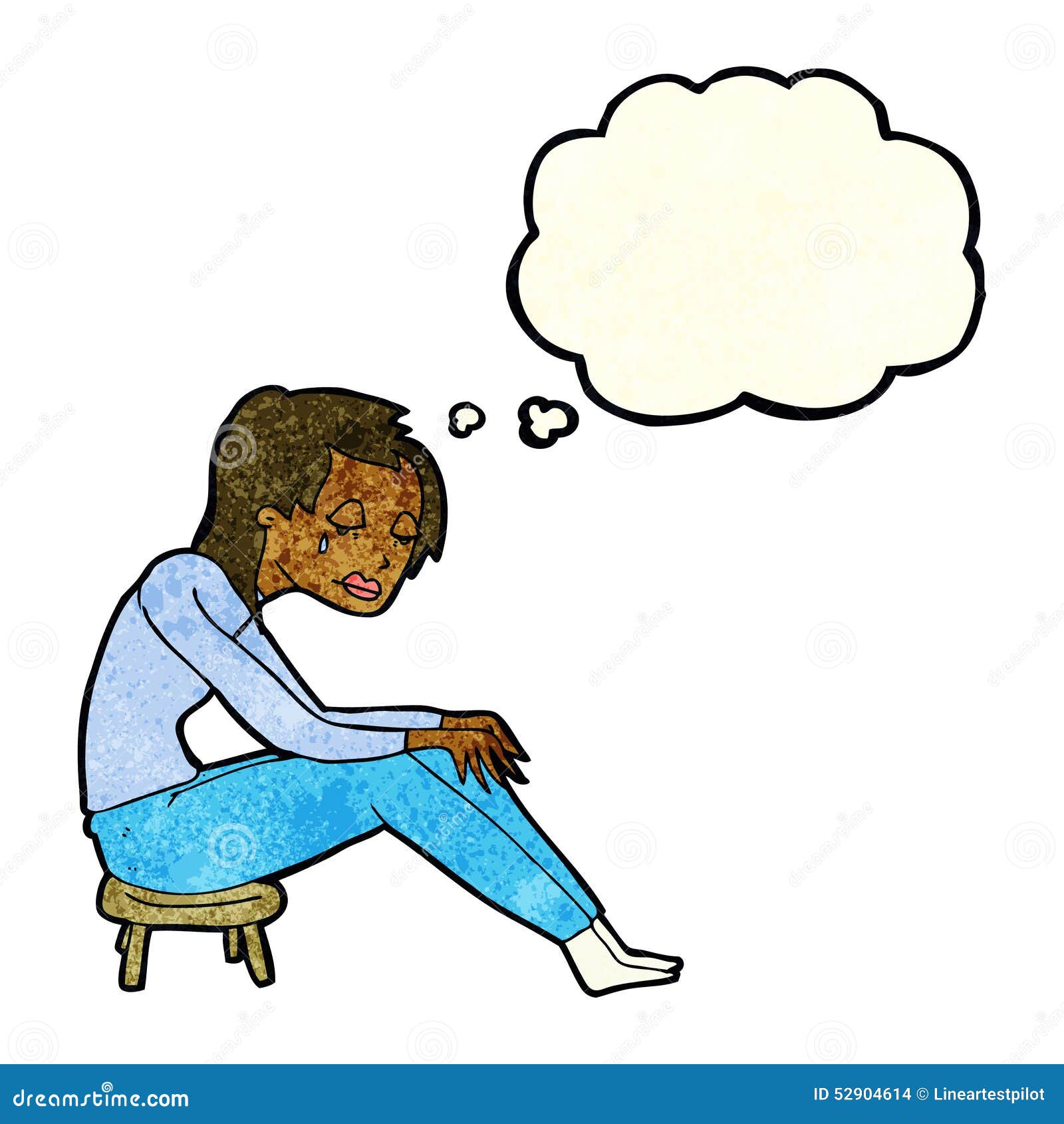 Cartoon Crying Woman with Thought Bubble Stock Illustration ...