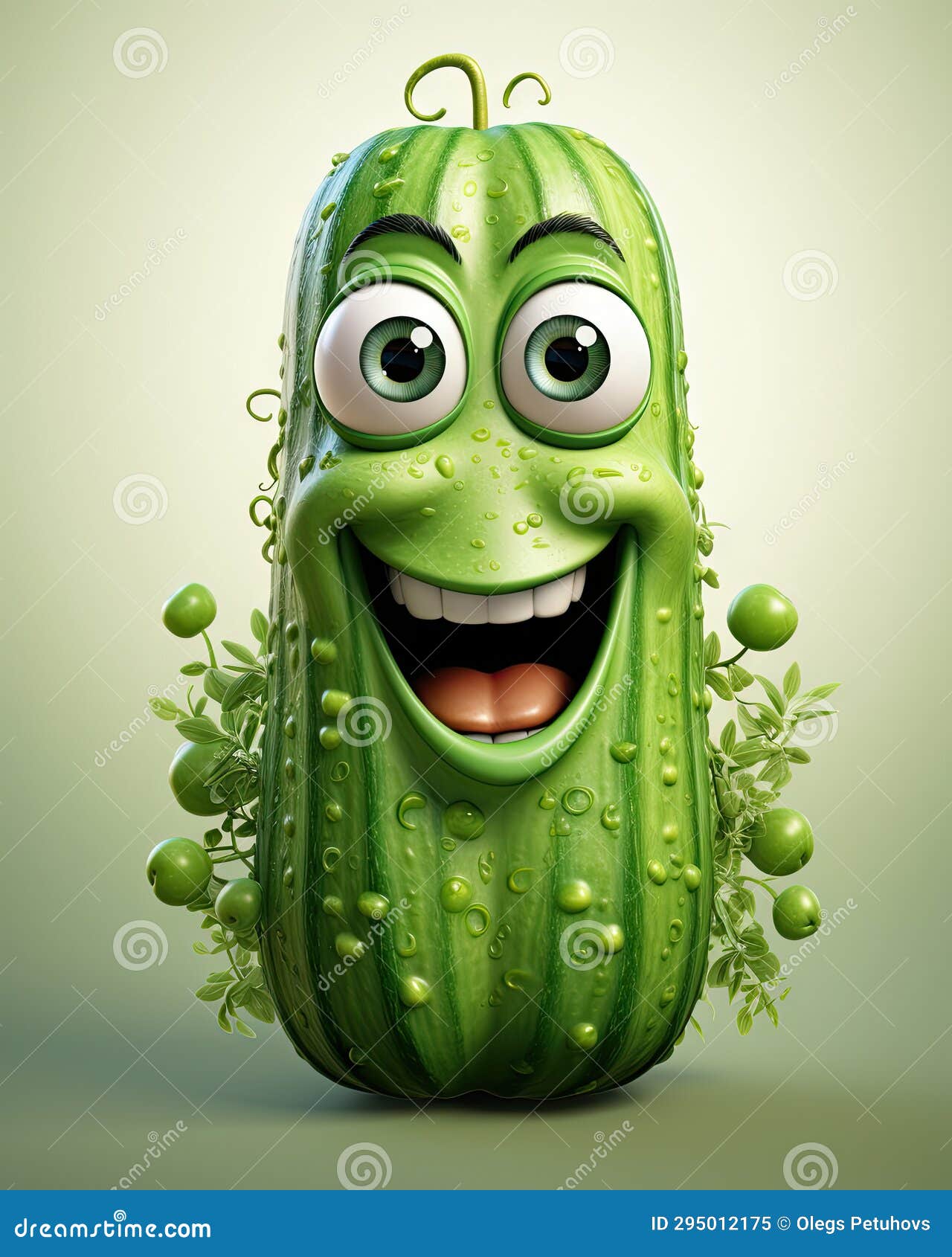 A Cartoon Cucumber with Eyes and a Smile on it S Face. Generative Ai ...