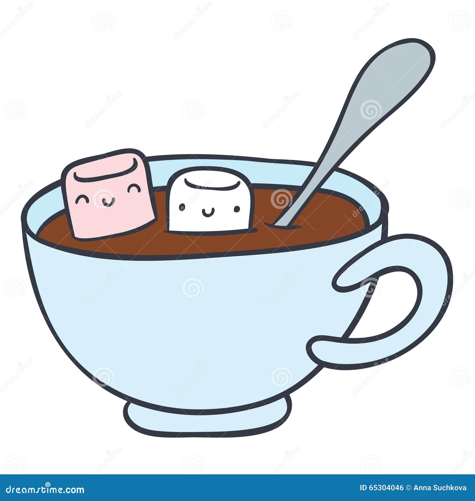 Cartoon Cup of Chocolate and Marshmallows Stock Vector - Illustration ...