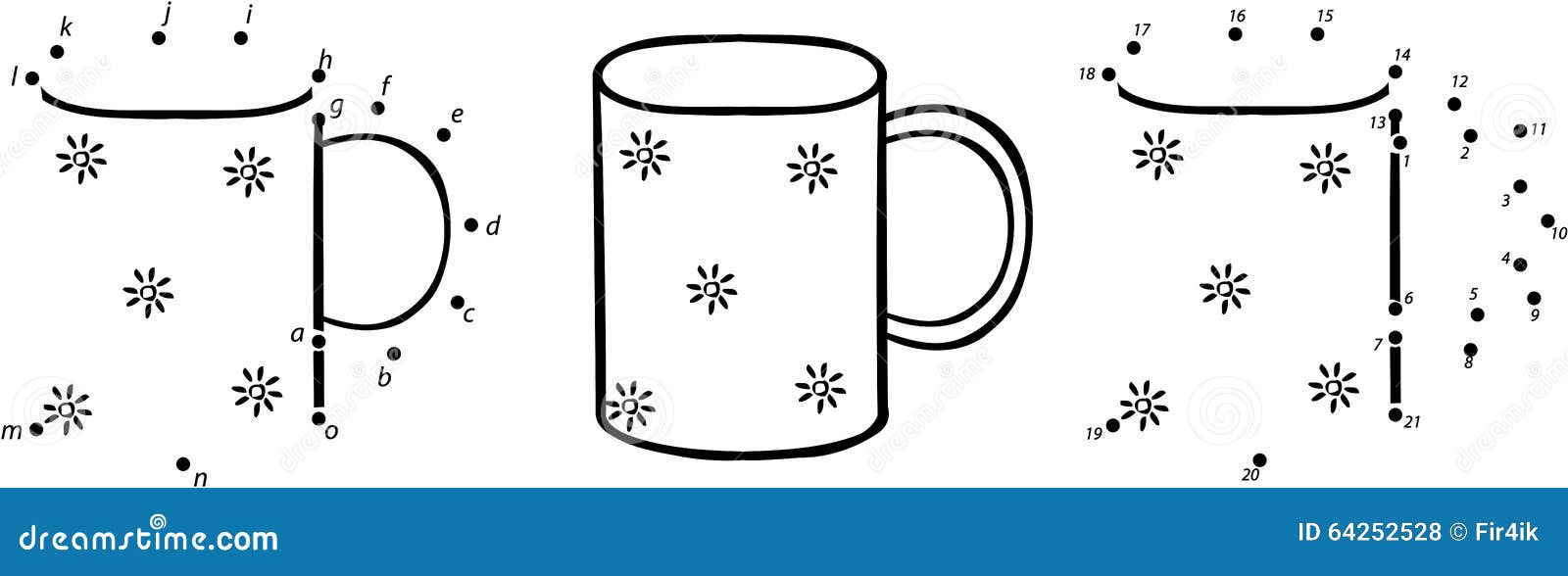 Cartoon Cup. Vector Illustration. Coloring And Dot To Dot Game ...