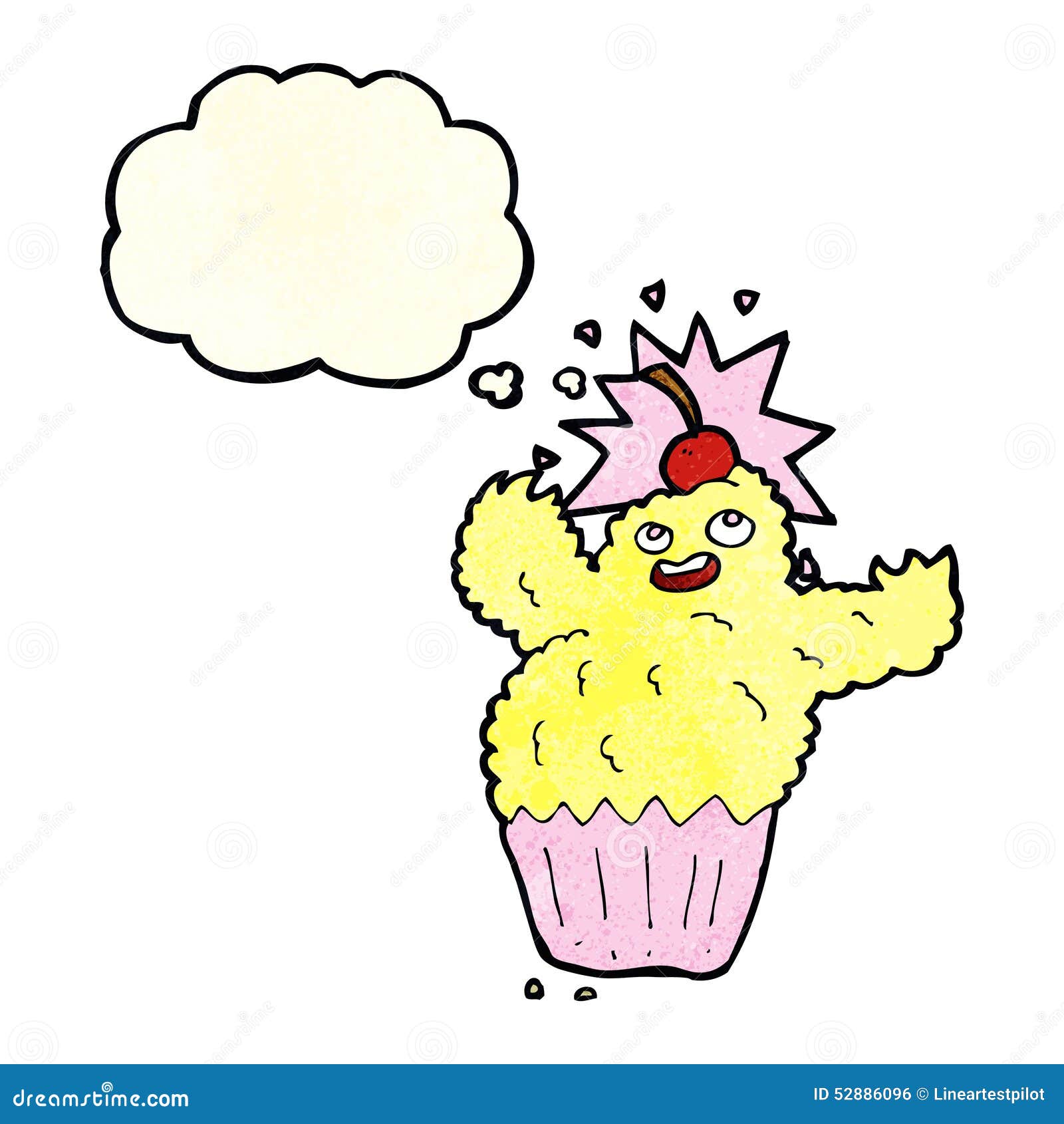Cartoon Cupcake Monster with Thought Bubble Stock Illustration ...