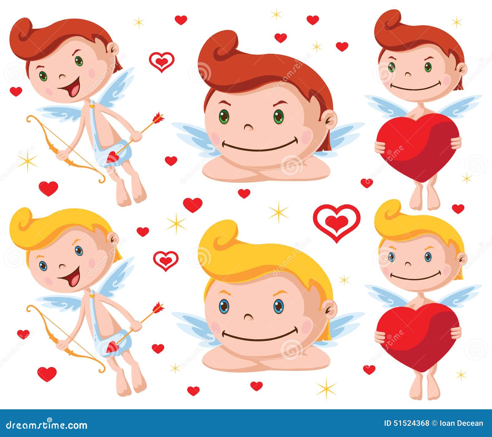 Cartoon Cupid Character Set Stock Vector - Illustration of cupid, baby ...