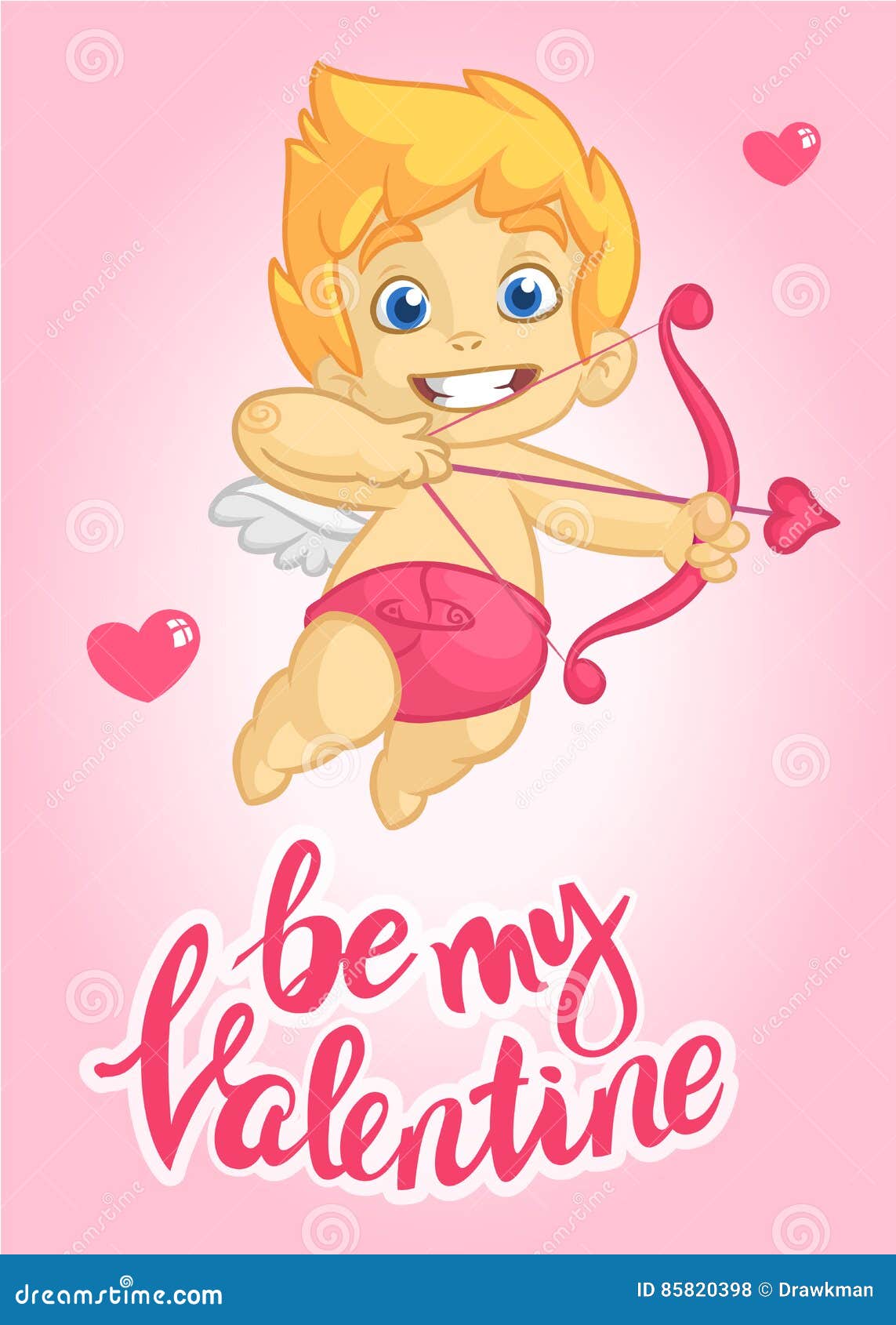 Cartoon Cupid. St Valentine`s Vector Postcard. Stock Vector ...