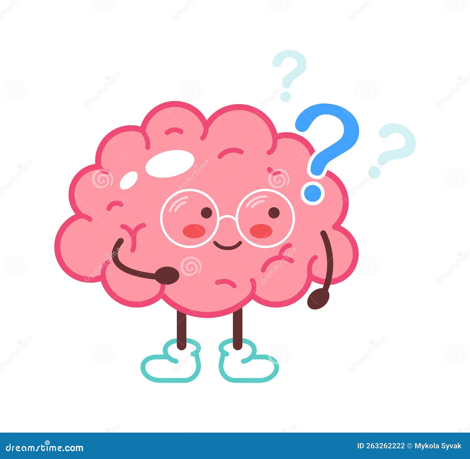 Cartoon curious brain stock vector. Illustration of education - 263262222