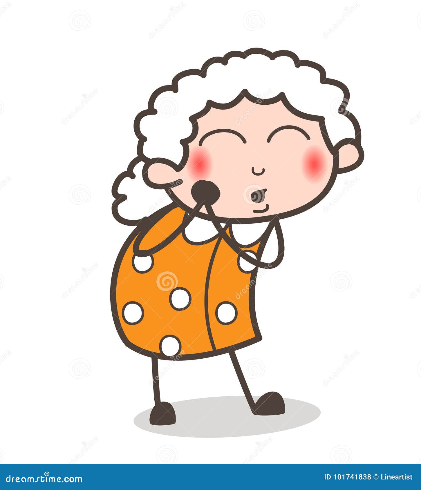 Cartoon Blushing Granny Character Expression Vector Royalty-Free Stock ...