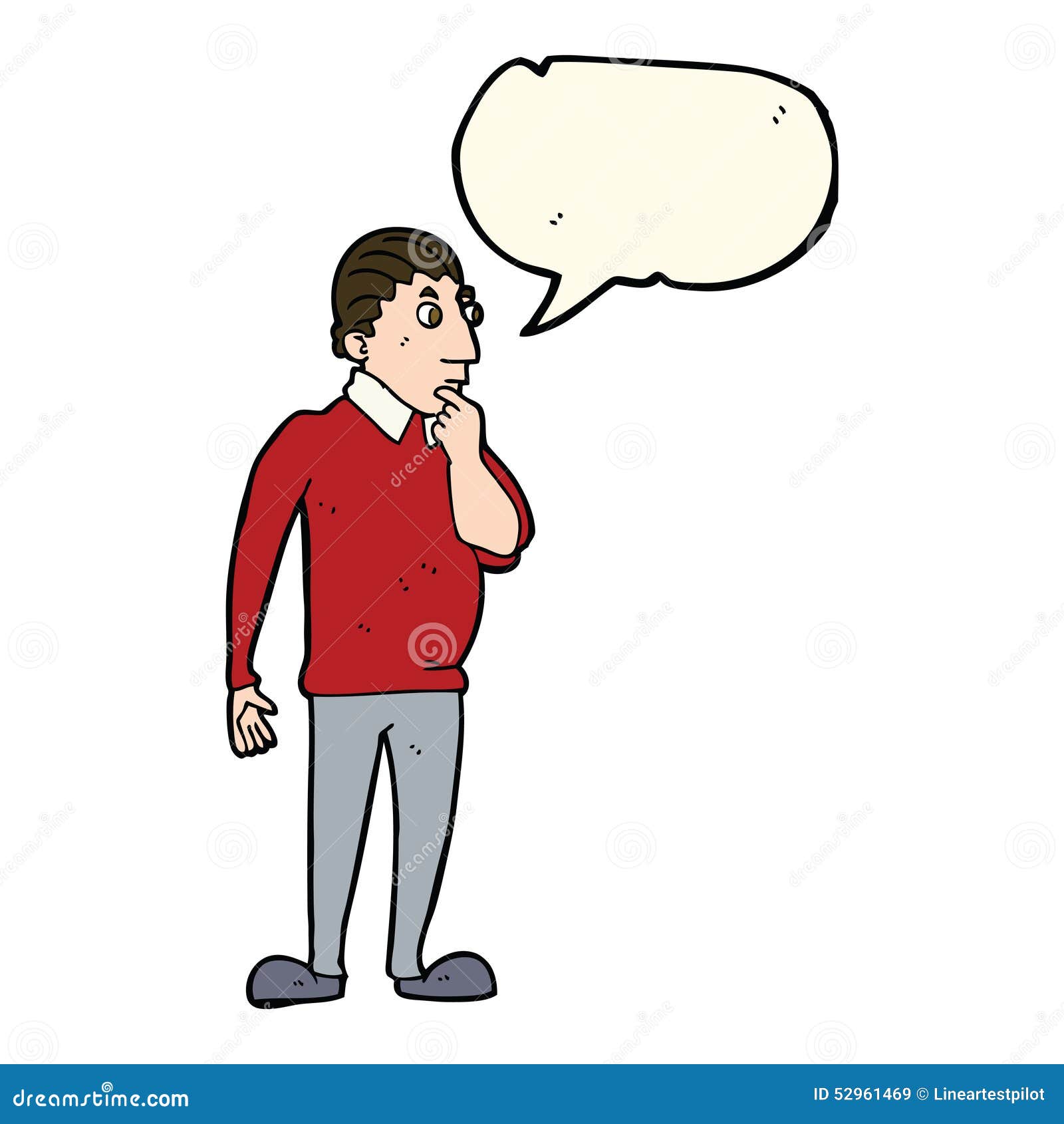 Cartoon Curious Man with Speech Bubble Stock Illustration ...