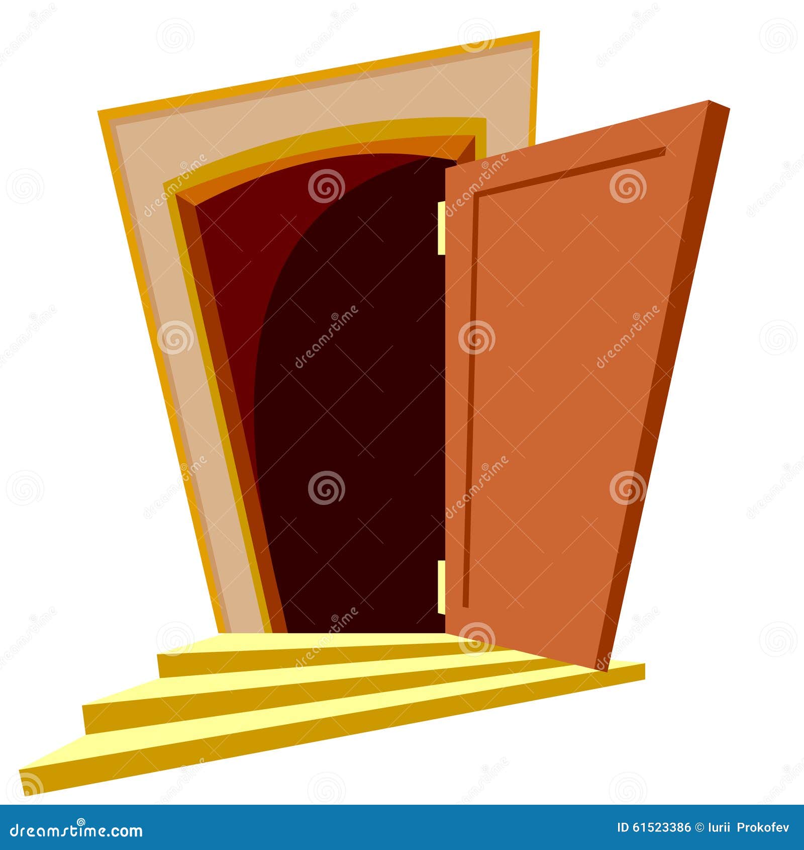 Cartoon curve door open stock vector. Illustration of wooden - 61523386