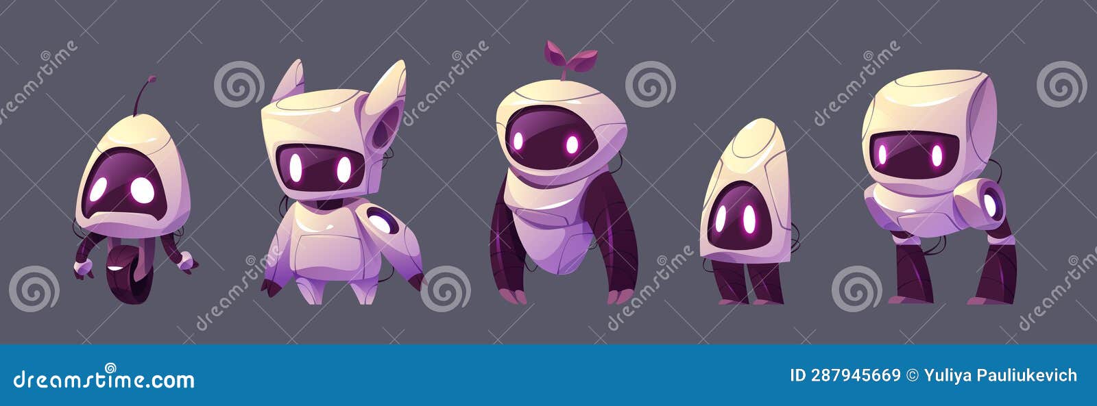 Cartoon Cute Ai Robot Character Illustration Set | CartoonDealer.com ...