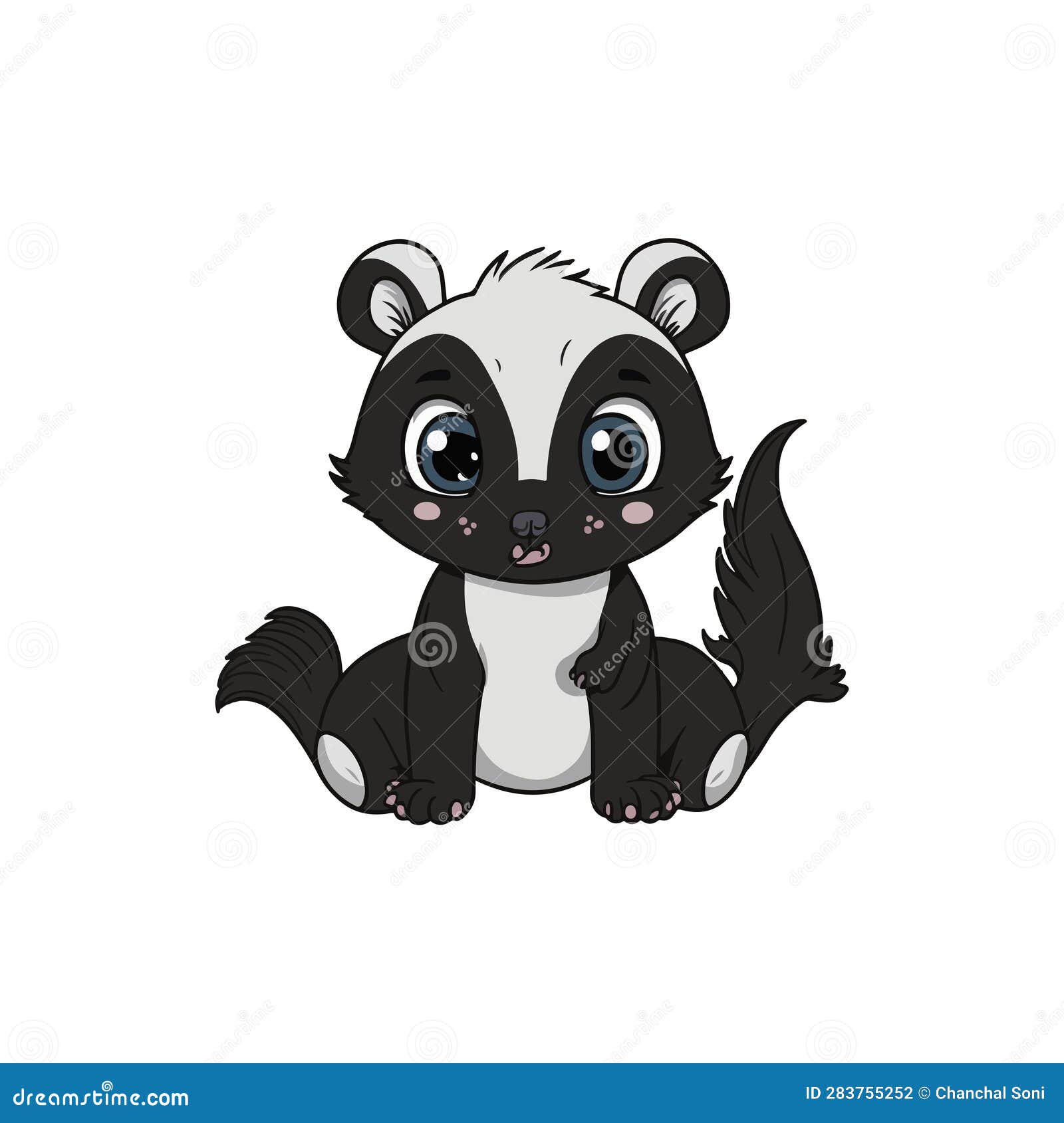 Cartoon Cute Baby Skunk Sitting Stock Illustration - Illustration of ...