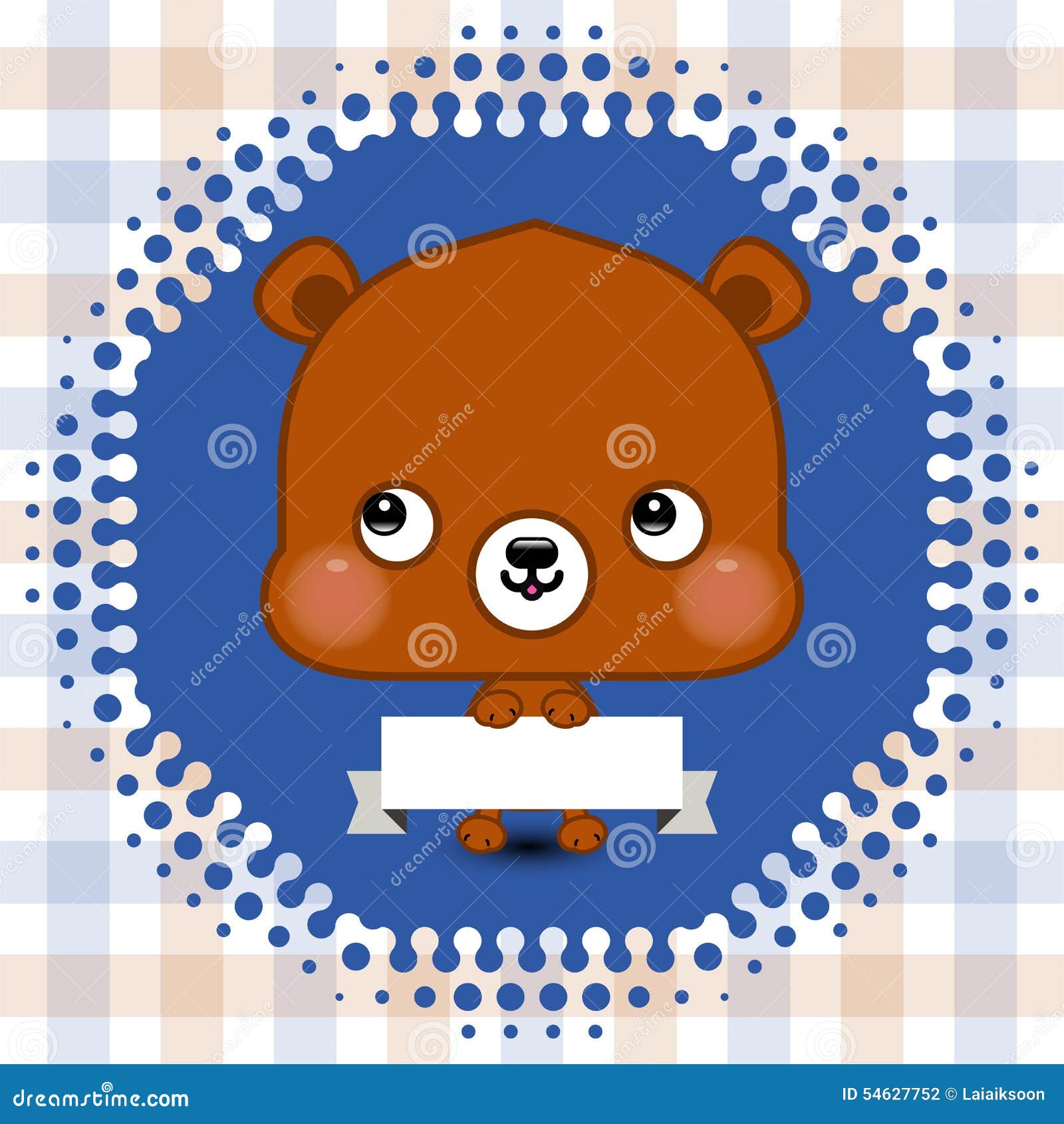 Cartoon Cute Bear Holding a Banner with Copy Space Stock Vector ...