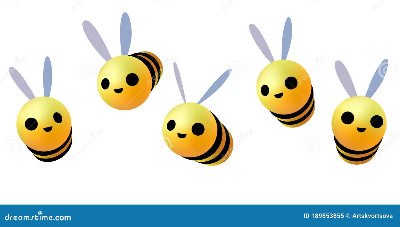 Cartoon Cute Bee Mascot Set. Bee Vector Collection Design Stock Vector ...