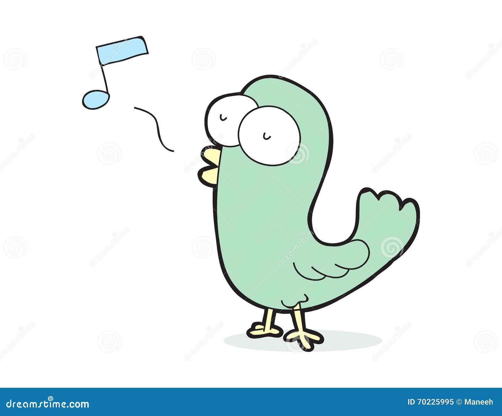 Cartoon Cute Bird Singing Stock Vector - Image: 70225995