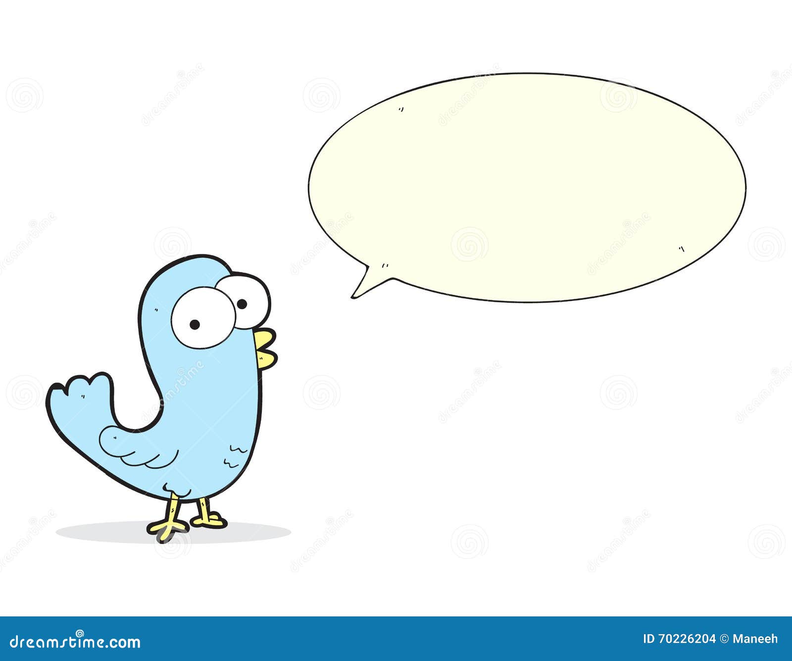 Cartoon Cute Blue Bird with Speech Bubble Stock Vector - Illustration ...