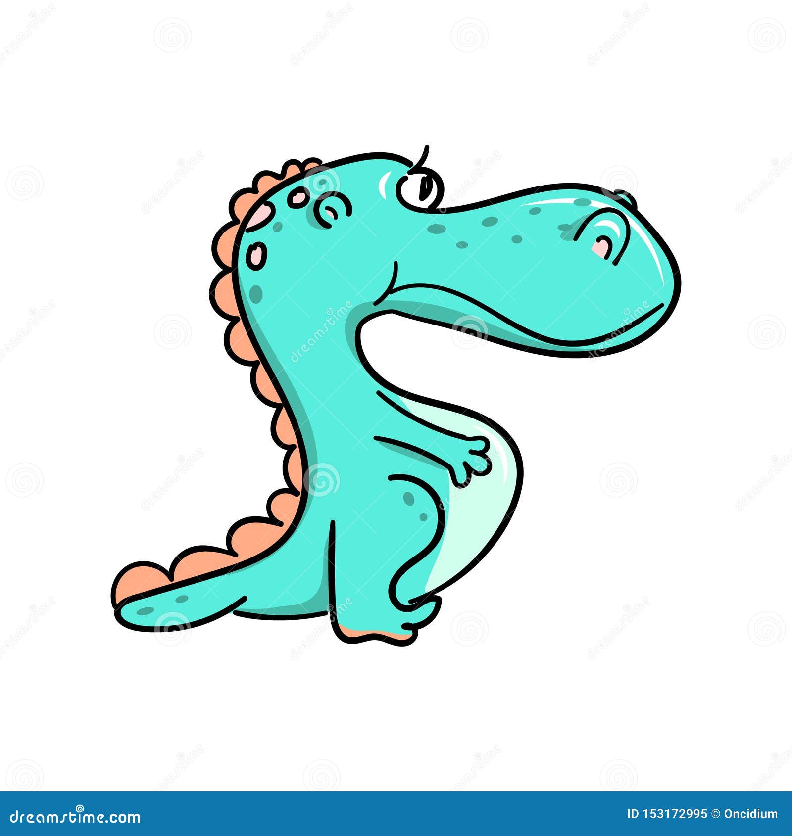 Cartoon Cute Blue Dinosaur. Stock Vector - Illustration of happy ...