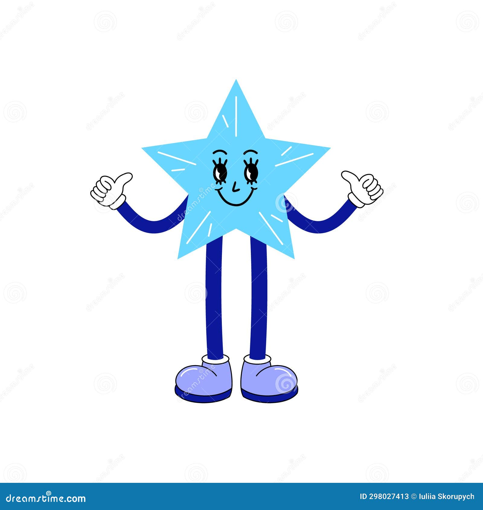 Cartoon cute blue star stock illustration. Illustration of background ...