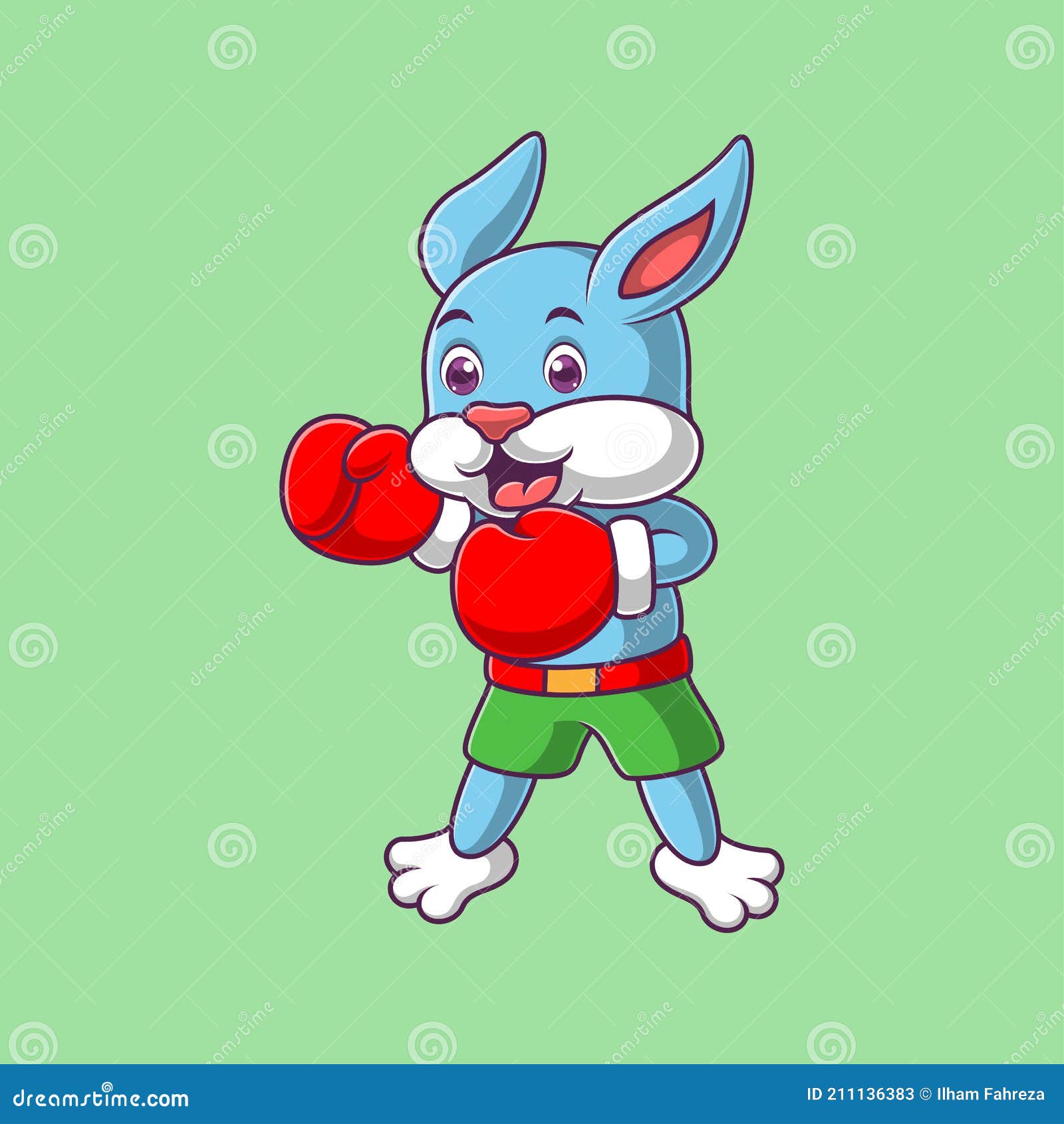 Cartoon cute boxer bunny stock illustration. Illustration of baby ...