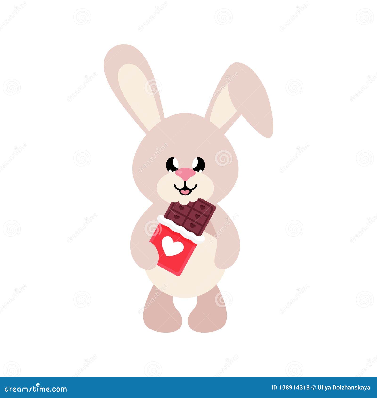 Cartoon Cute Bunny with Chocolate Stock Vector - Illustration of ears ...