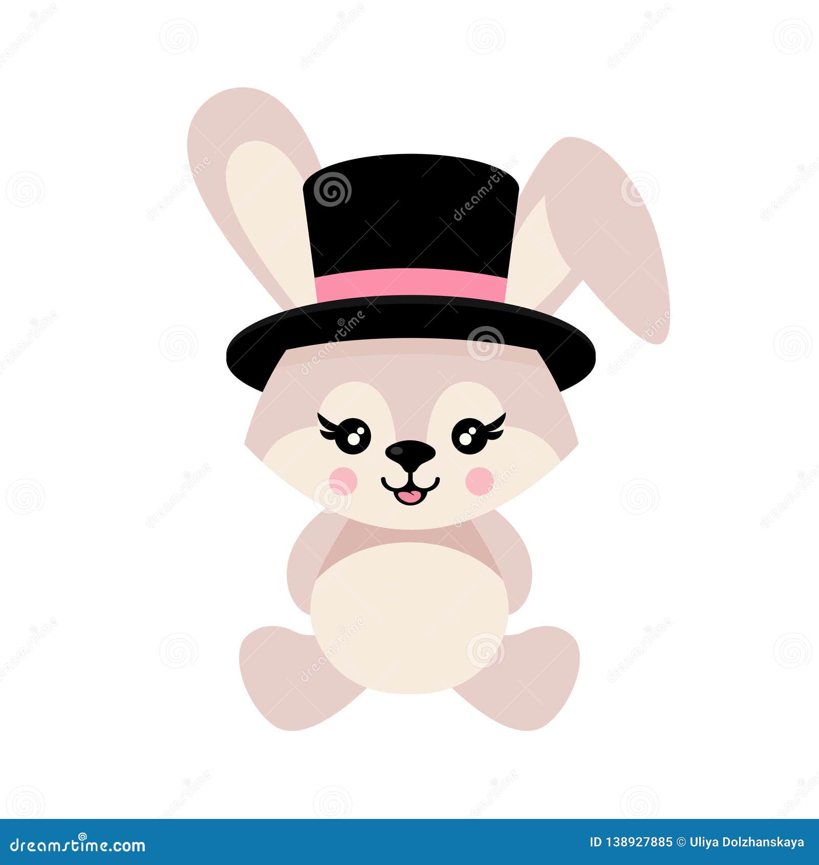 Cartoon Cute Bunny with Hat Sits Vector Stock Vector - Illustration of ...