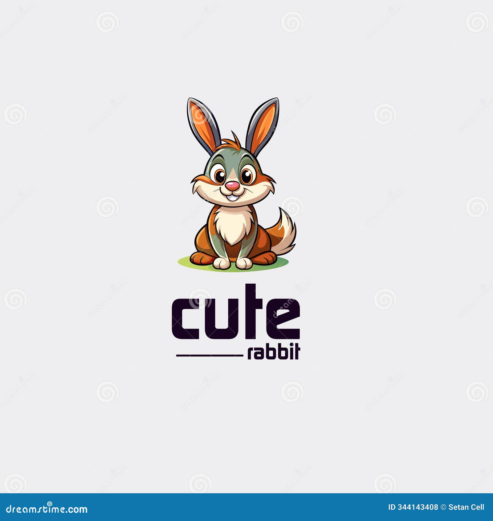 Cartoon Cute Bunny Rabbit Logo Illustration Stock Illustration ...