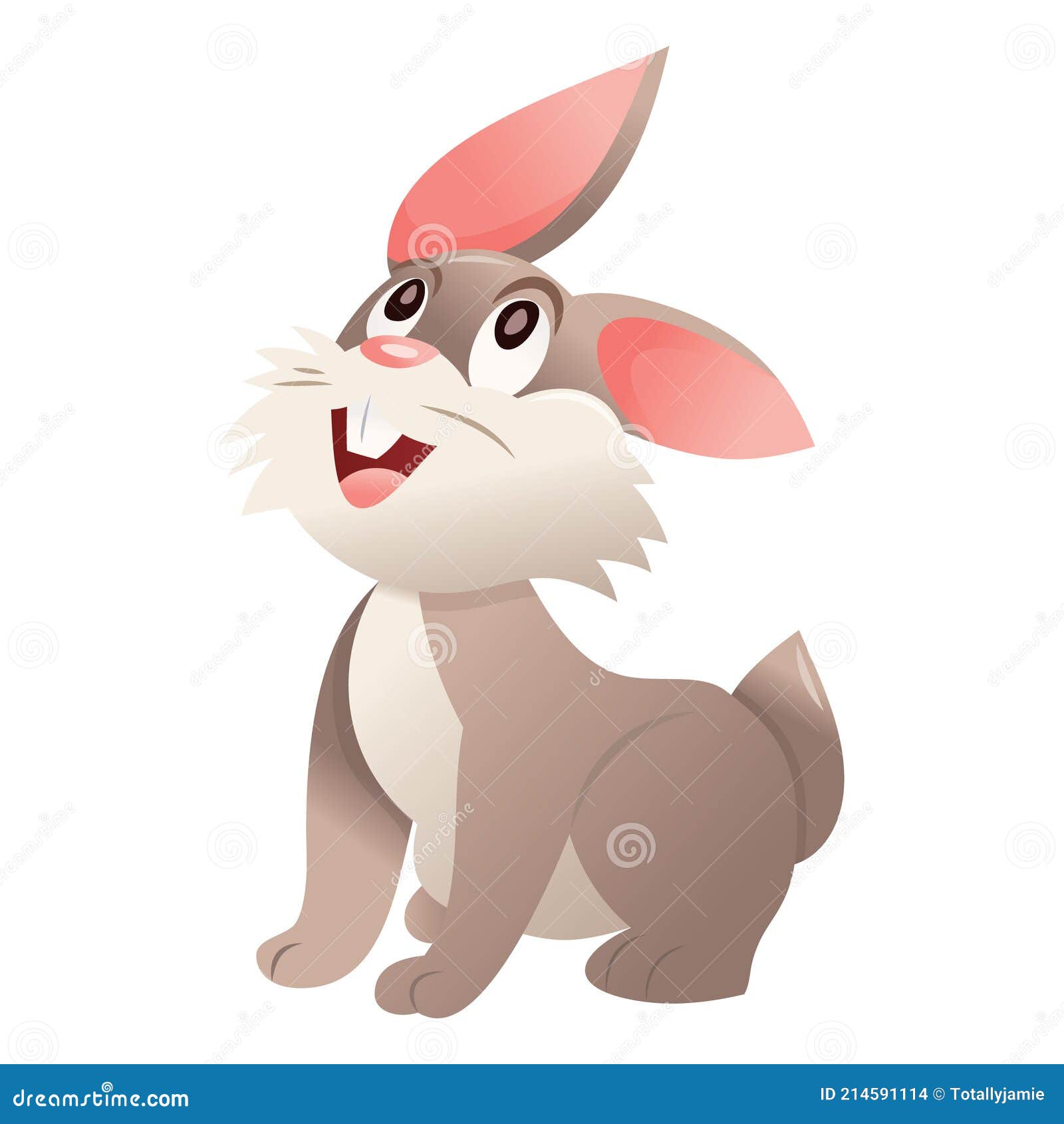 Cartoon Cute Bunny Rabbit Looking Up Stock Illustration - Illustration ...