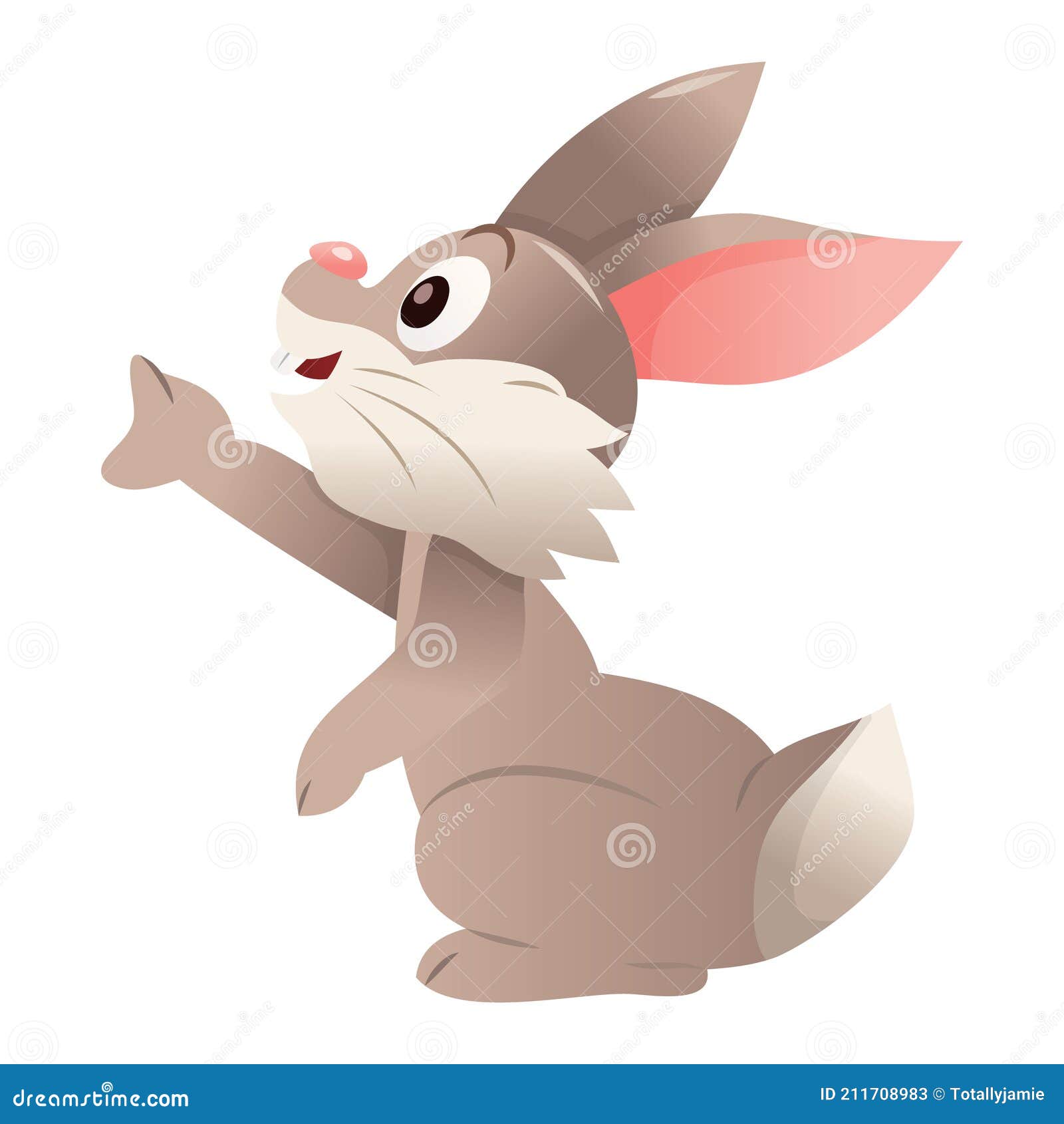 Cartoon Cute Bunny Rabbit Side Reaching Stock Illustration ...