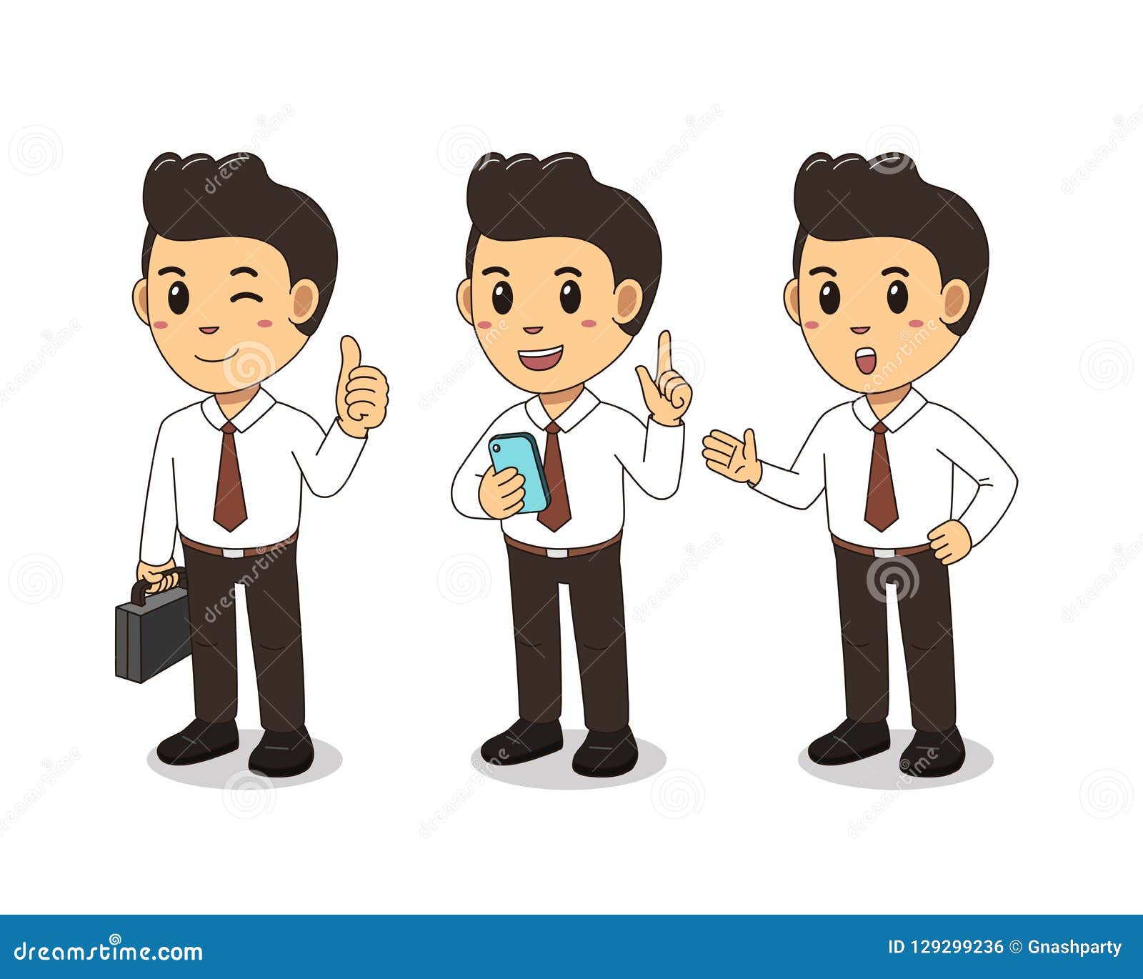 Cartoon Cute Businessman Character Pose Set Vector Illustration Stock ...