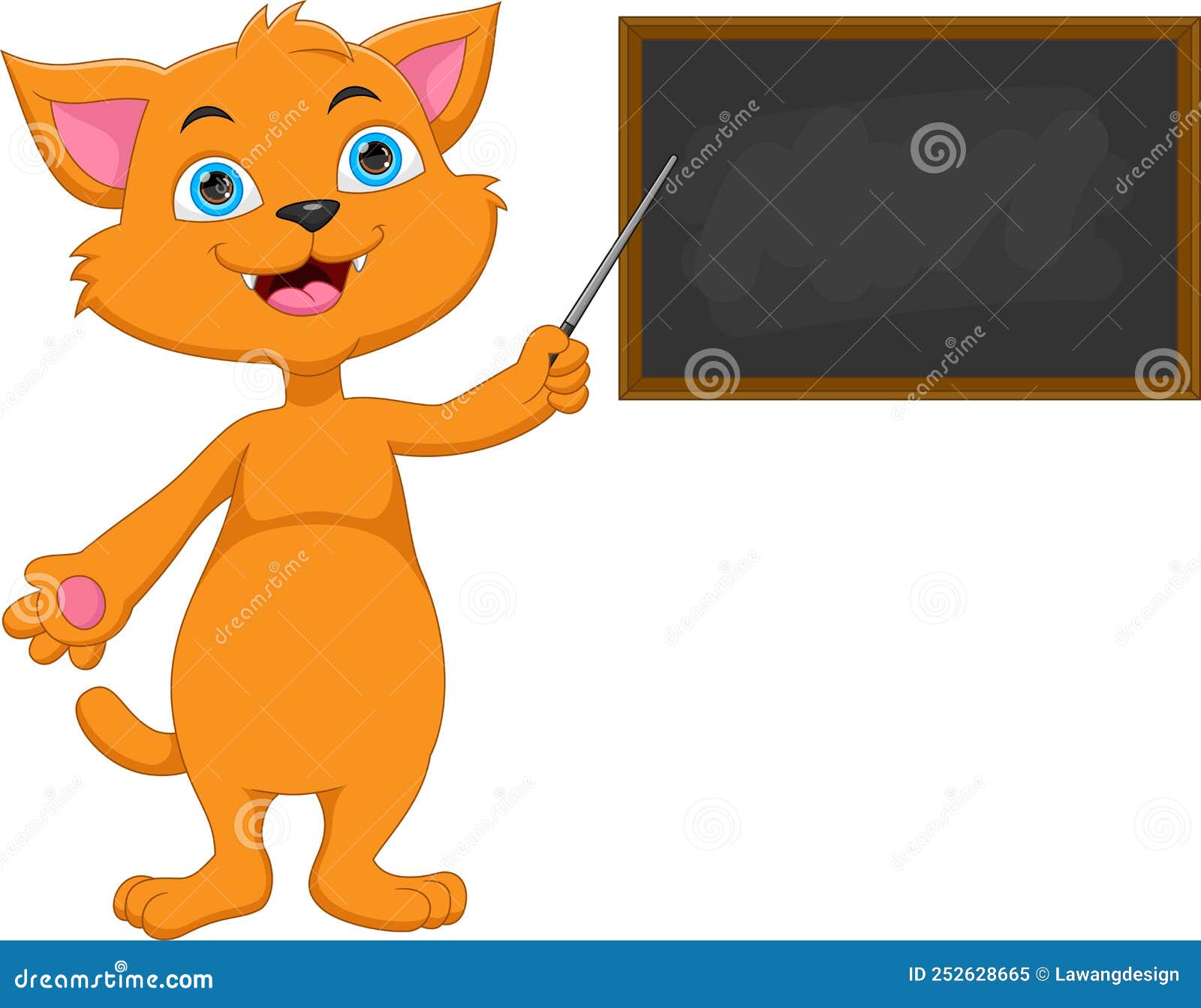 Cartoon Cute Cat with Blackboard Stock Vector - Illustration of comic ...