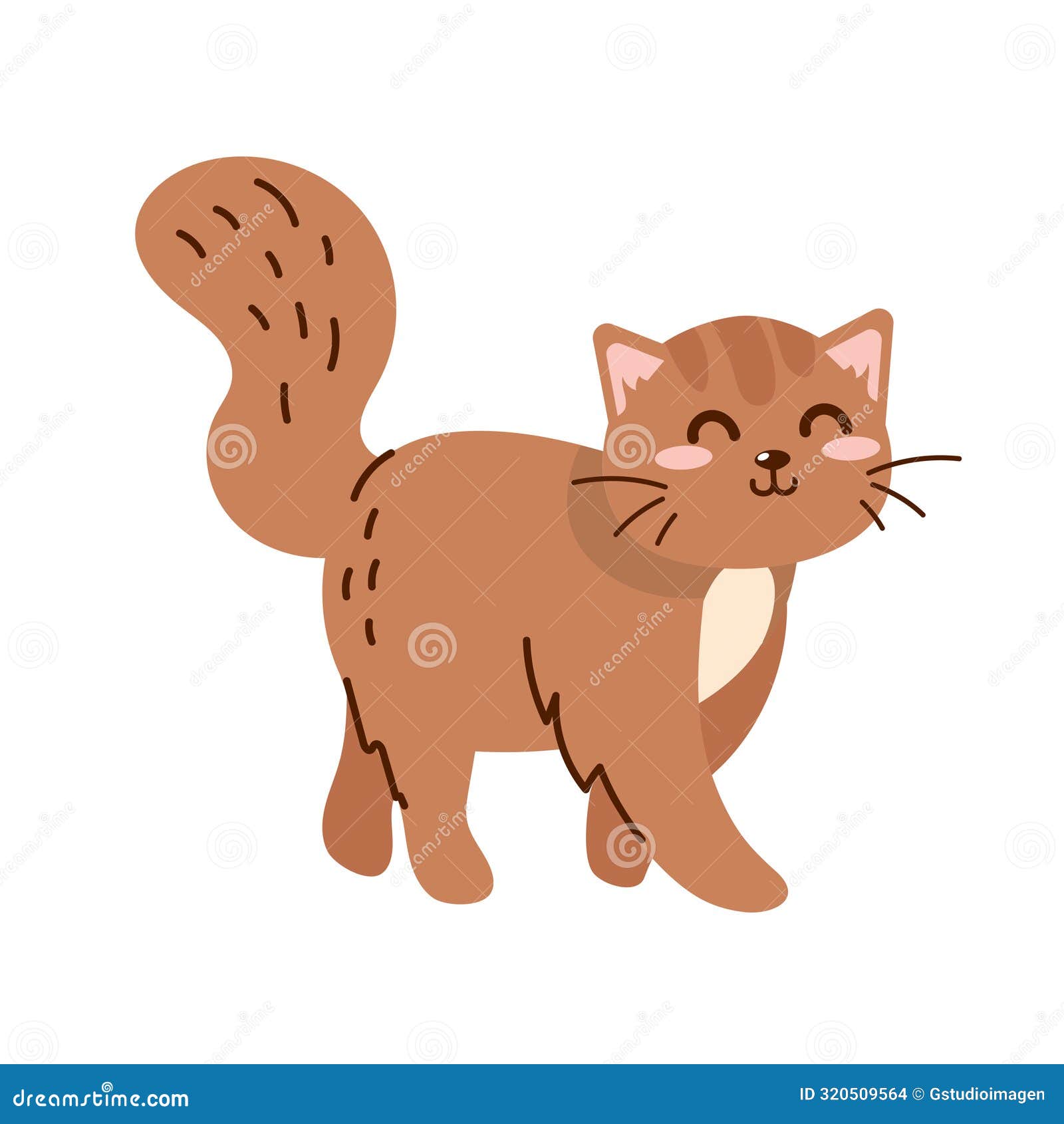 Cartoon cute cat walking stock vector. Illustration of mammal - 320509564