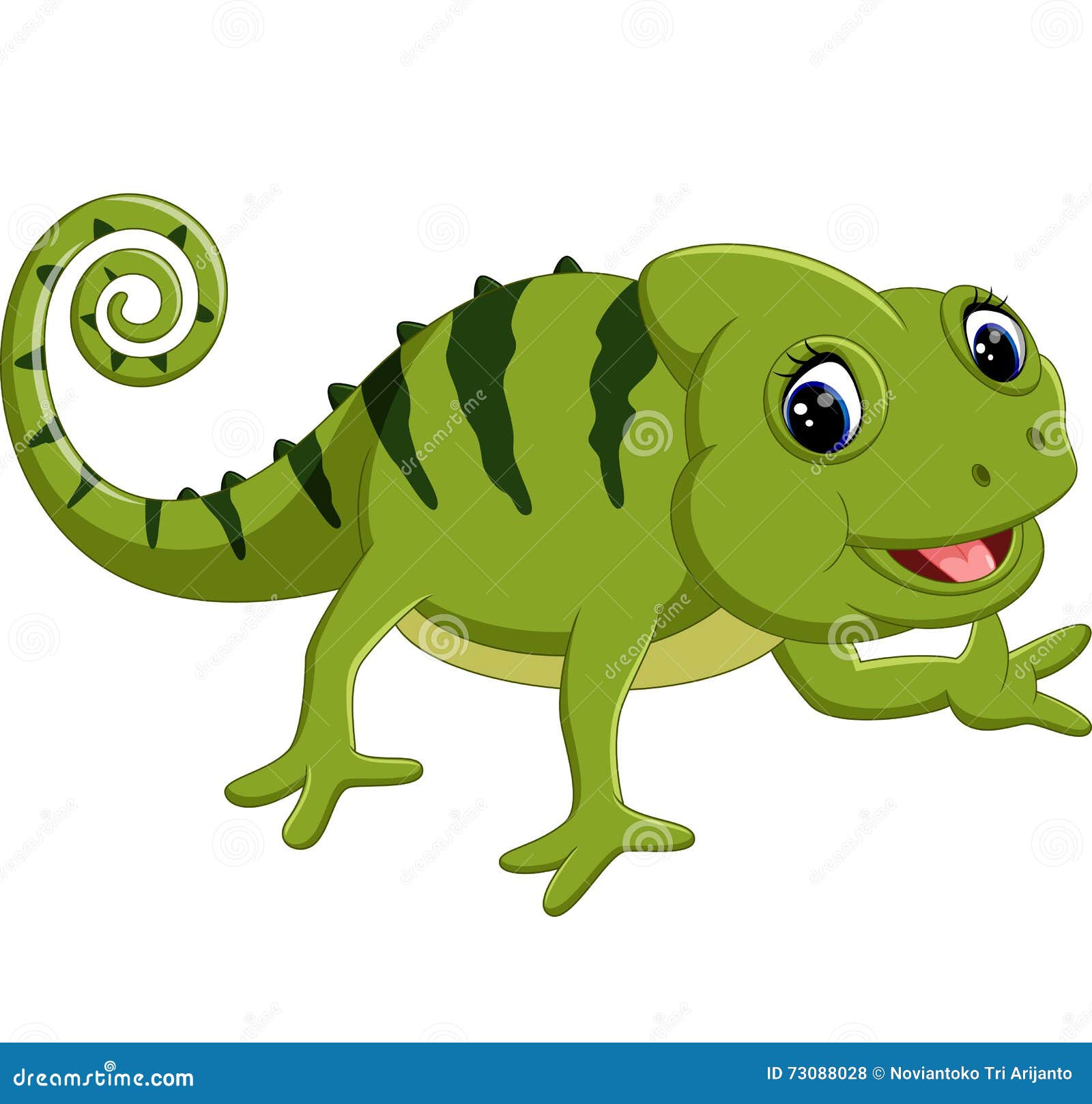 Cartoon cute Chameleon stock vector. Illustration of tail - 73088028