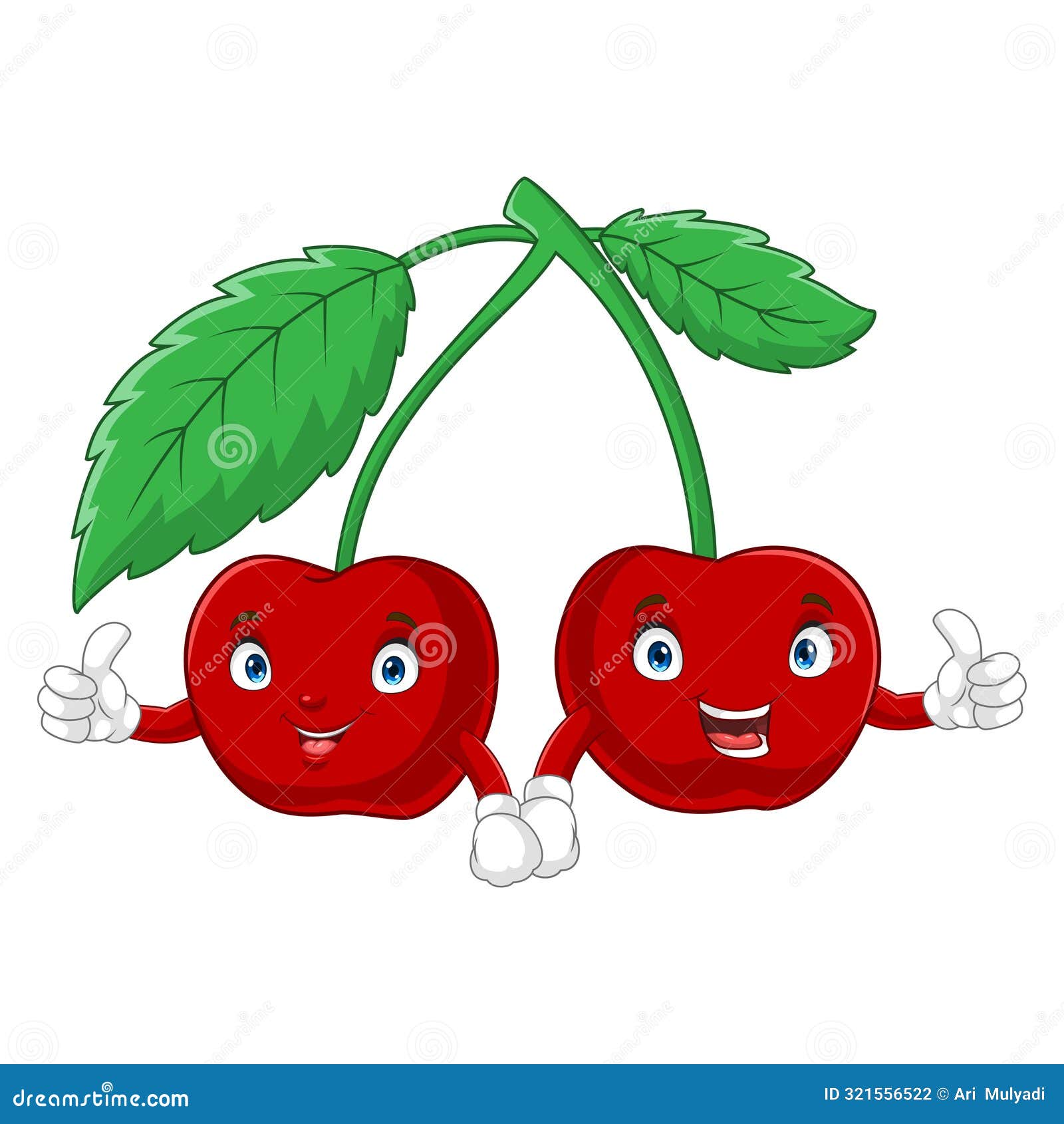 Cute Cherry Characters With Emoticon Faces Vector Illustration ...