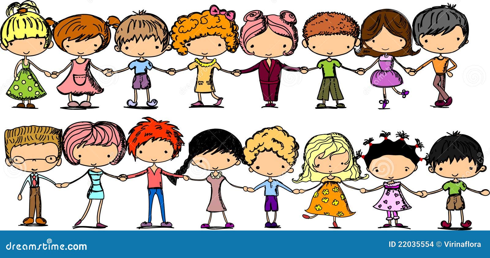 Cute Kids Holding Hands Clip Art