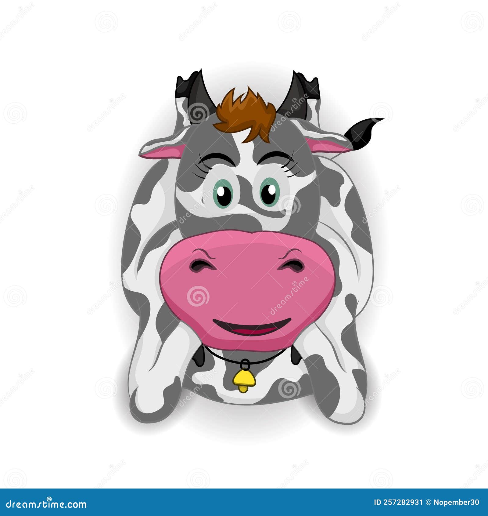 Cartoon cute cow stock vector. Illustration of label - 257282931