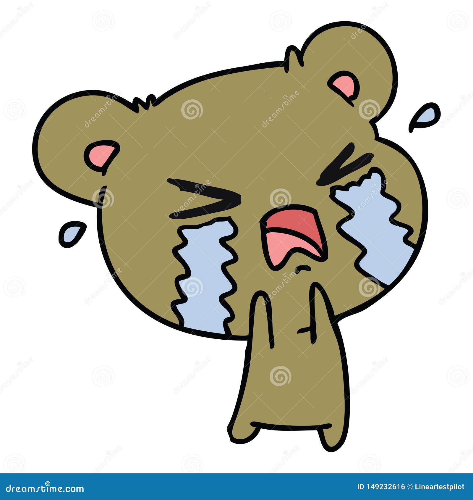 Cartoon of a Cute Crying Bear Stock Vector - Illustration of cute ...