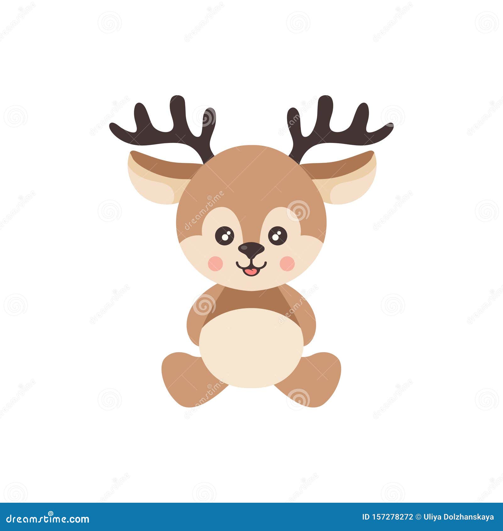 Cartoon Cute Deer Sitting Vector Stock Vector - Illustration of cute ...