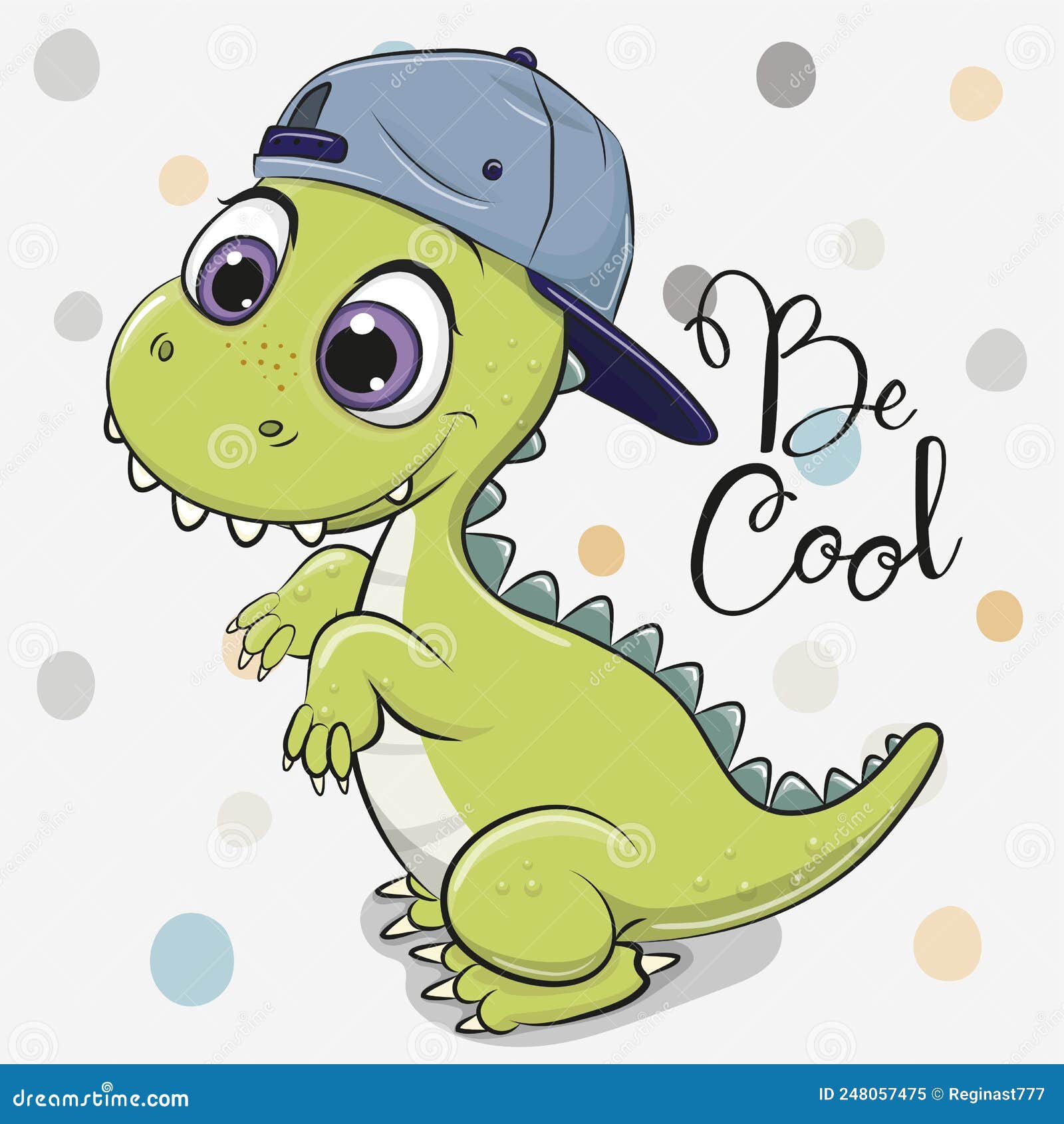 Cartoon Cute Dino with a Cap Stock Vector - Illustration of card ...